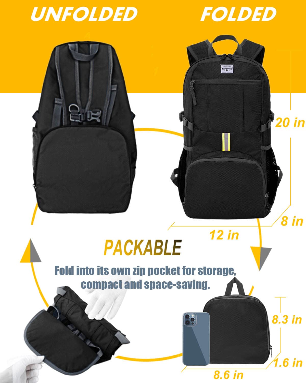 SMITH SURSEE 35L Lightweight Packable Backpack Waterproof Travel Camping Hiking Outdoor Sports Backpack Daypack