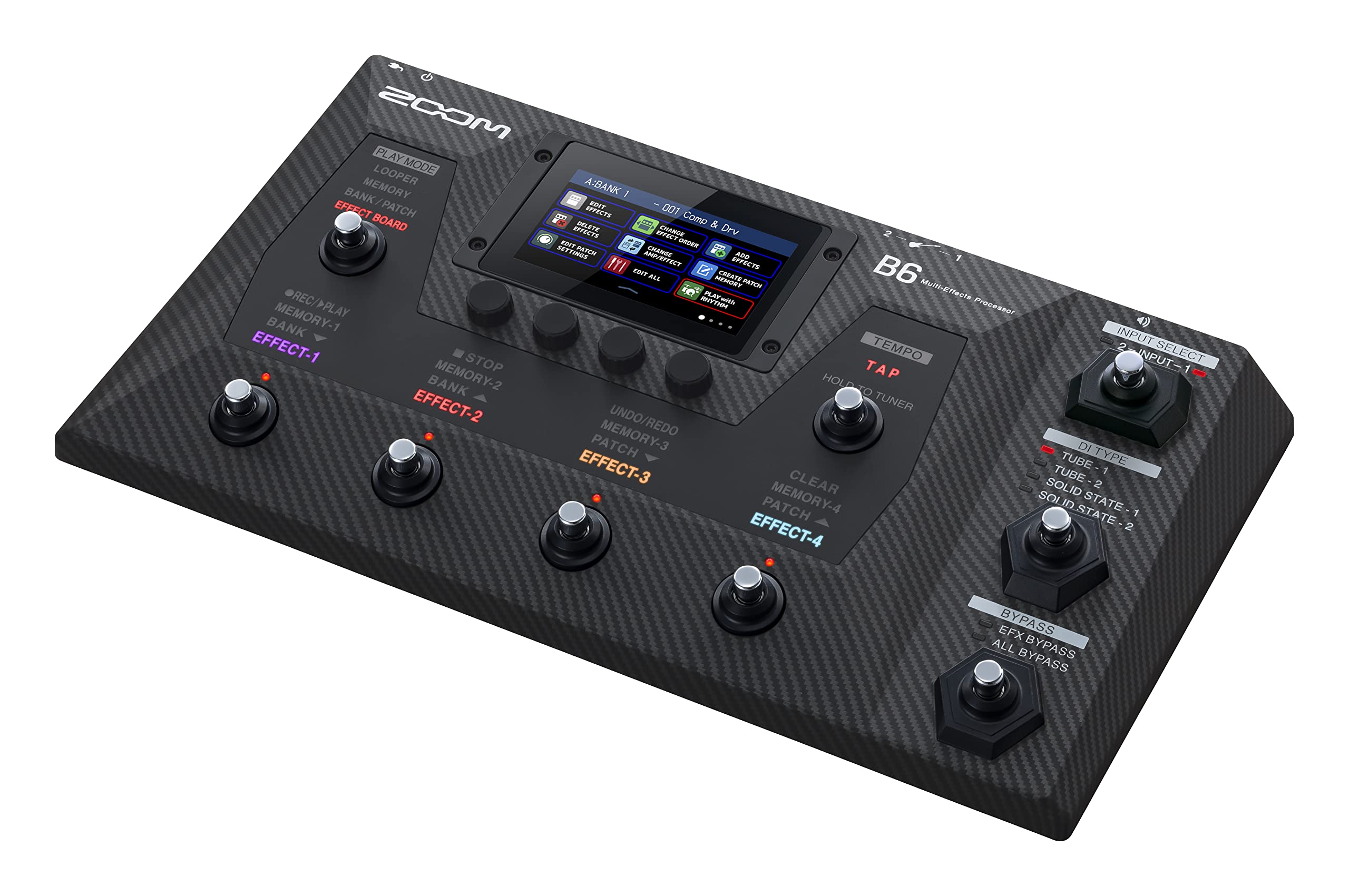 Zoom B6 Bass Multi-Effects Processor with 4 DI Boxes, A/B Switcher, Touchscreen Interface, 100+ Built in Effects, Amp Modeling, IR’s, Looper, & Audio Interface for Direct Recording to Computer