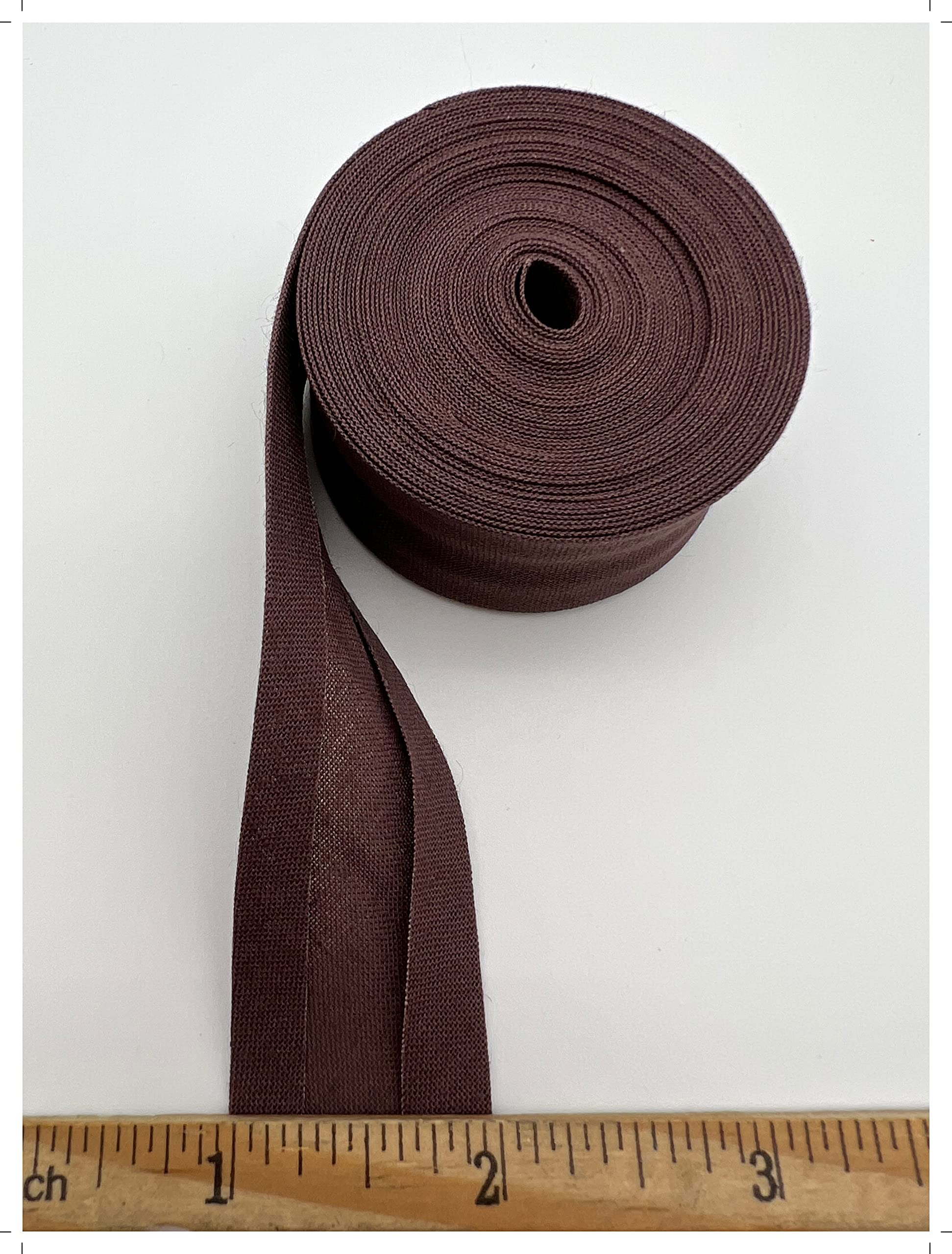 PEPPERLONELY 5 Yards 25mm (1 Inch) 100% Cotton Single Fold Bias Type Bias Binding for Sewing and Hemming Ribbon - Dark Brown