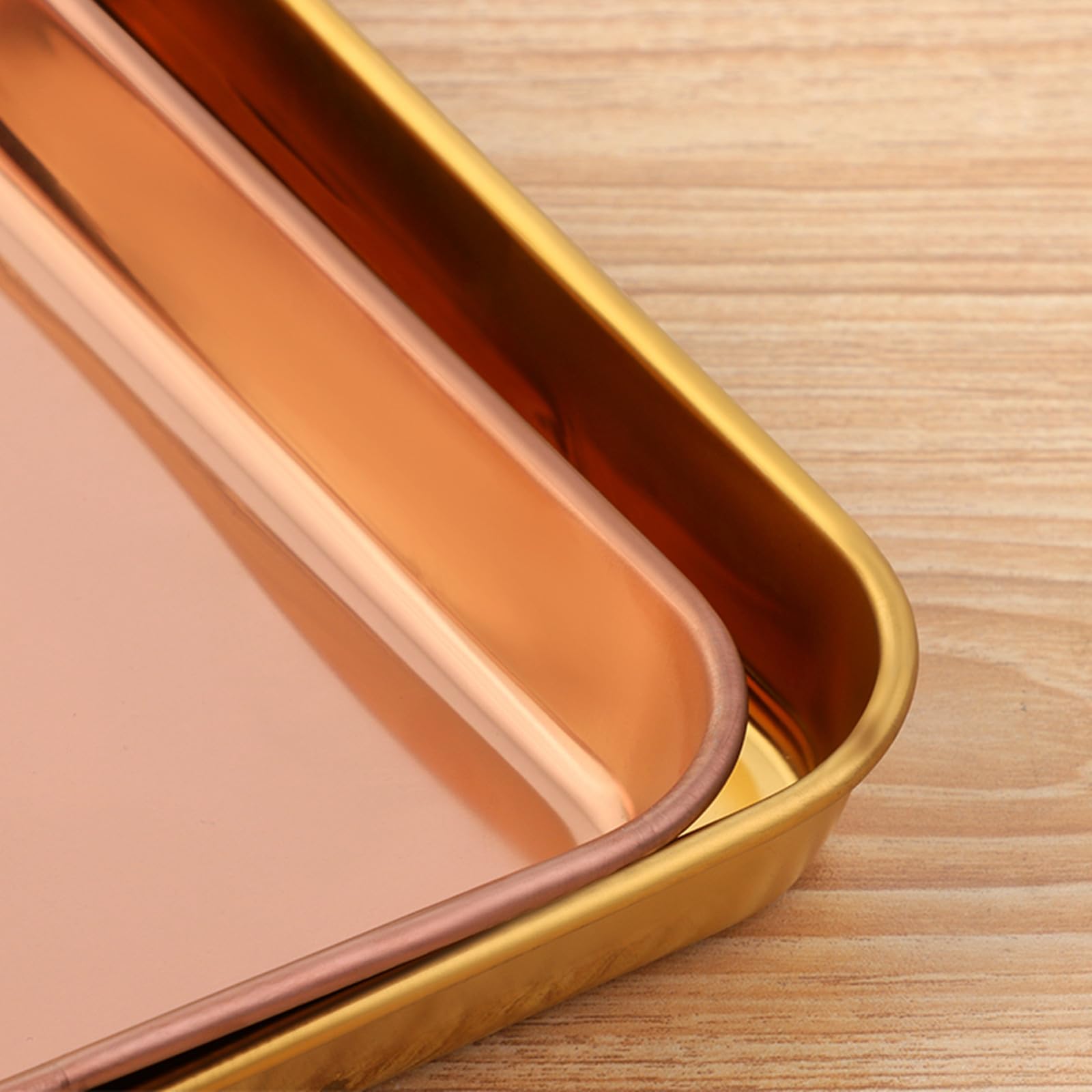 TUPMFG Rainbow Baking Tray Pan Sheets Stainless Steel Flast Food Serving Tray Metal Tray - Rectangular decorative Tray Party Kitchen (12.25 x 9.65 x 1 inch,Rainbow)