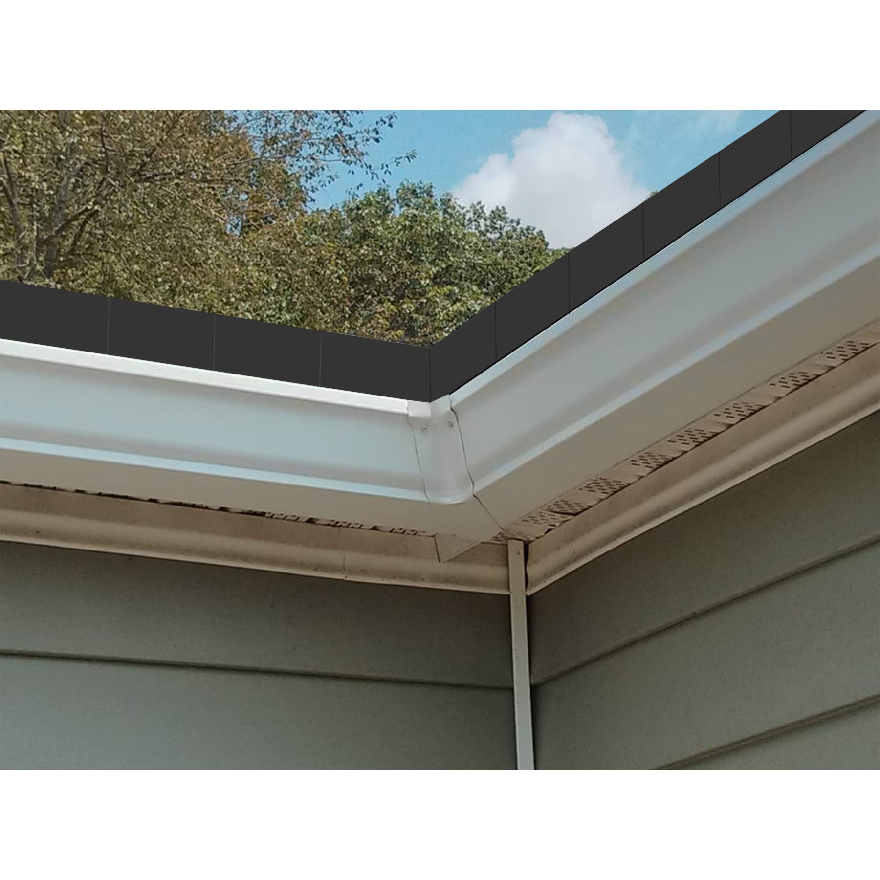 Powrocket 6 Pack Aluminum Gutter Valley Splash Guard,Keep Water from Overshooting The Gutter,for Valley,Corner,or Straight,10 inch Each Piece,Black