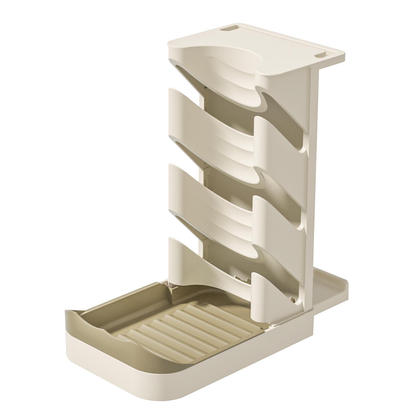 Pot Lid Holder, 11x7in Pan Lid Organizer Rack, Rust Proof Chopping Board Organizer Stand with Detachable Drain Tray, Space Saving Dish Plate Storage Organizer for Kitchen Countertop Cabinet