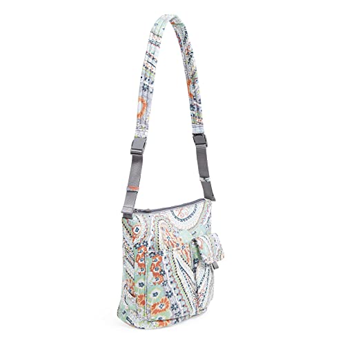Vera Bradley Women's Cotton Utility Bucket Crossbody Purse, Citrus Paisley - Recycled Cotton, One Size
