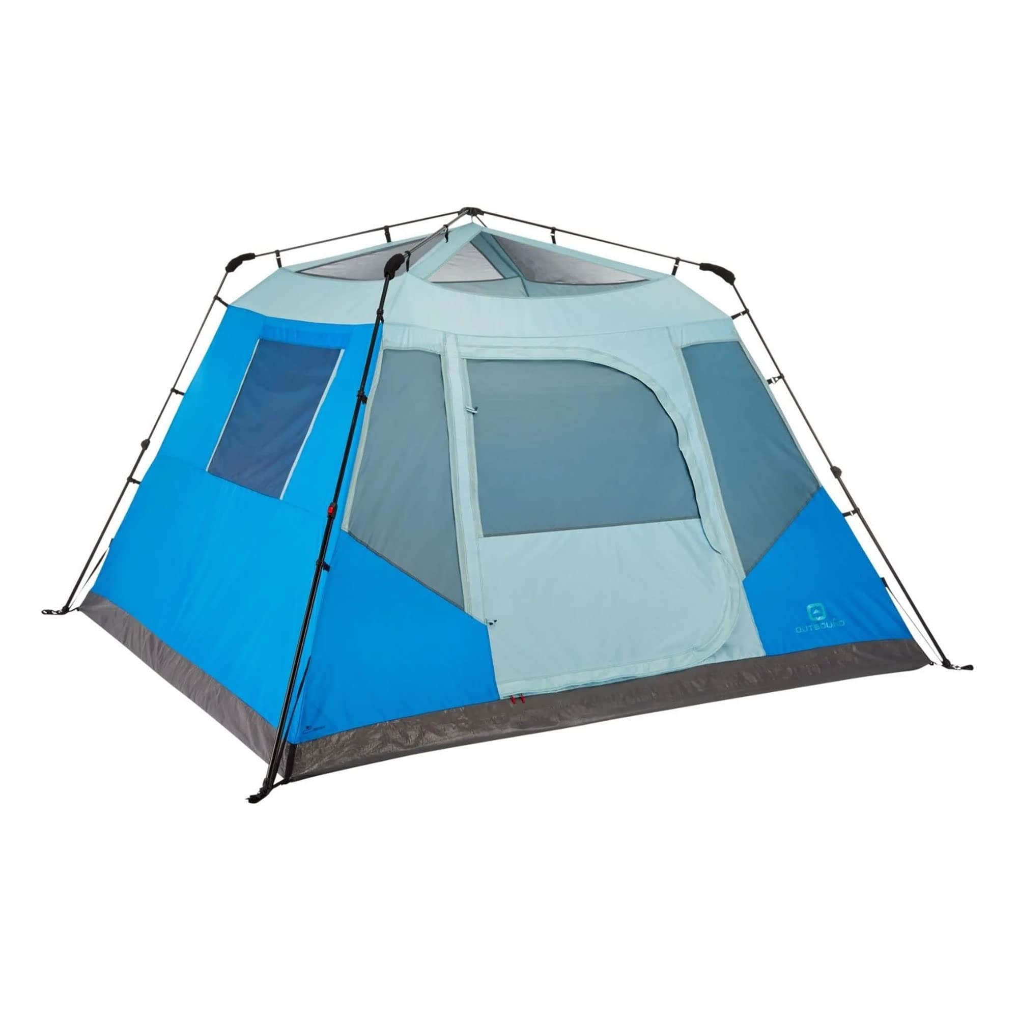 Outbound QuickCamp 6 Person 3 Season Lightweight Cabin Style Tent with a Heavy Duty 600 mm Coated Rainfly, Front Canopy, and Carry Bag, Red and White