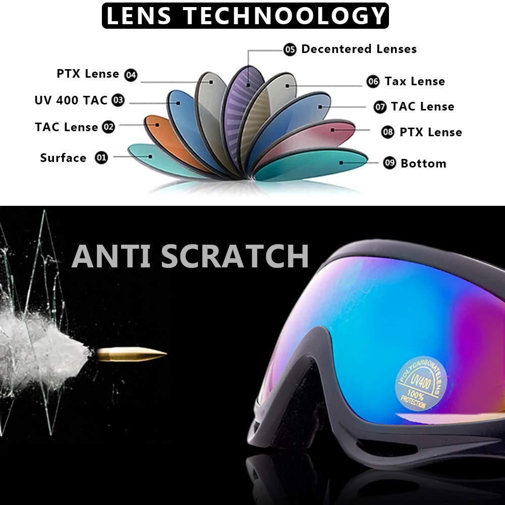 Peicees Pack of 4 Ski Goggles for Women Men Kids Snow Sports Motorcycle Snowboard Goggles