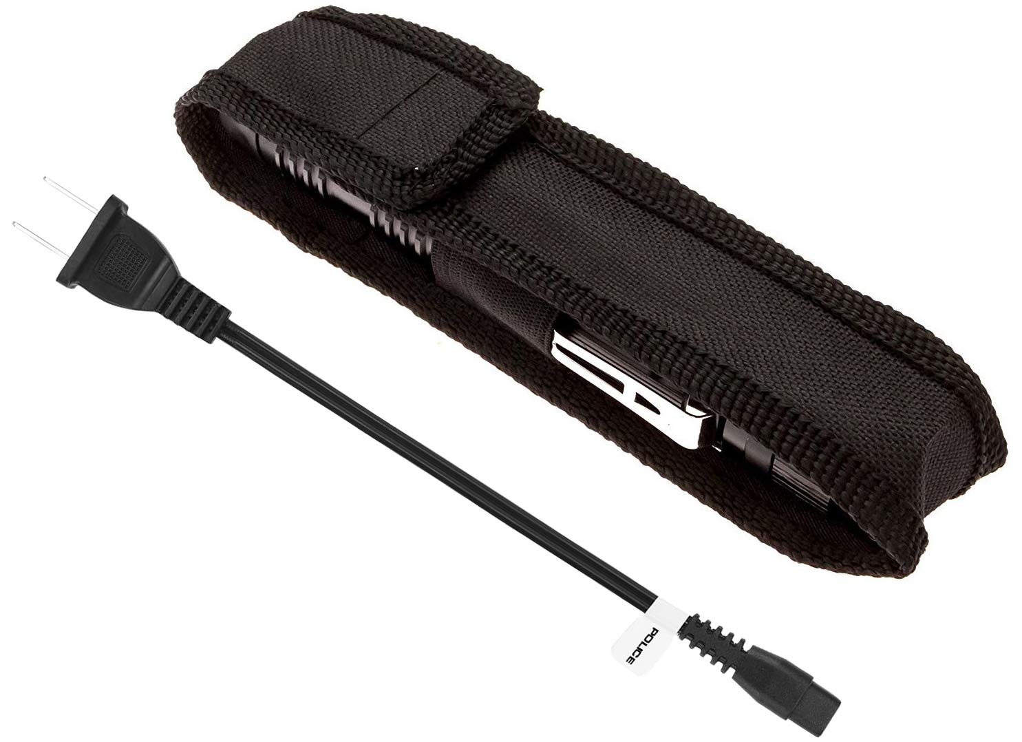 Police M12 Aluminum Stun Gun with LED Flashlight, Black