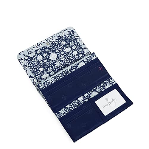 Vera Bradley Women's Cotton Trifold Clutch Wallet With RFID Protection, Perennials Gray - Recycled Cotton, One Size