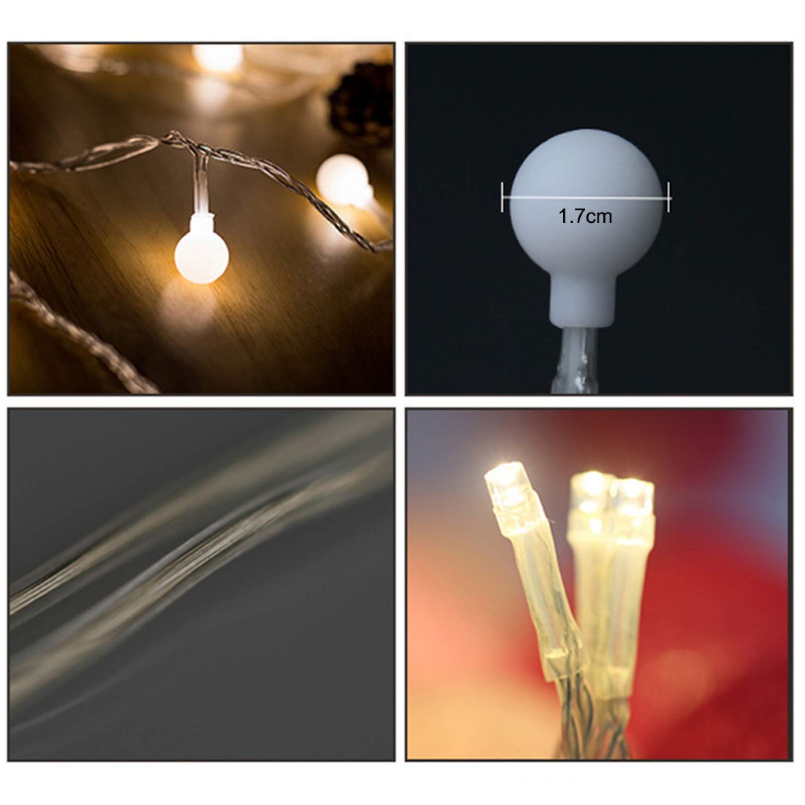 Shulemin Outdoor Globe Lights, Battery Operated Indoor Warm White Light, 40 LED Globe Bulb Fairy Light Remote Control Hanging Lamp for Home Yard Garden Decoration