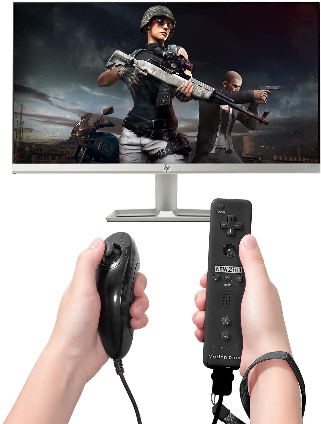 Remote and Nunchuk Nunchuck Controller for Wii U Console (Black and Black,2 Packs)