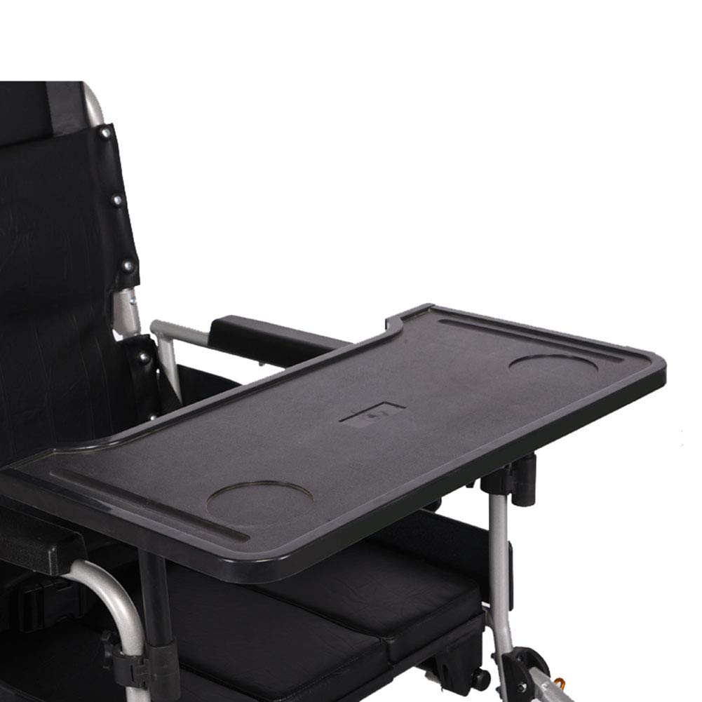 Removable Wheelchair Lap Tray Table with 2 Cup Holders, Elderly Plastic Removable Wheelchair Lap Tray for Manual Powered or Electric Wheelchairs