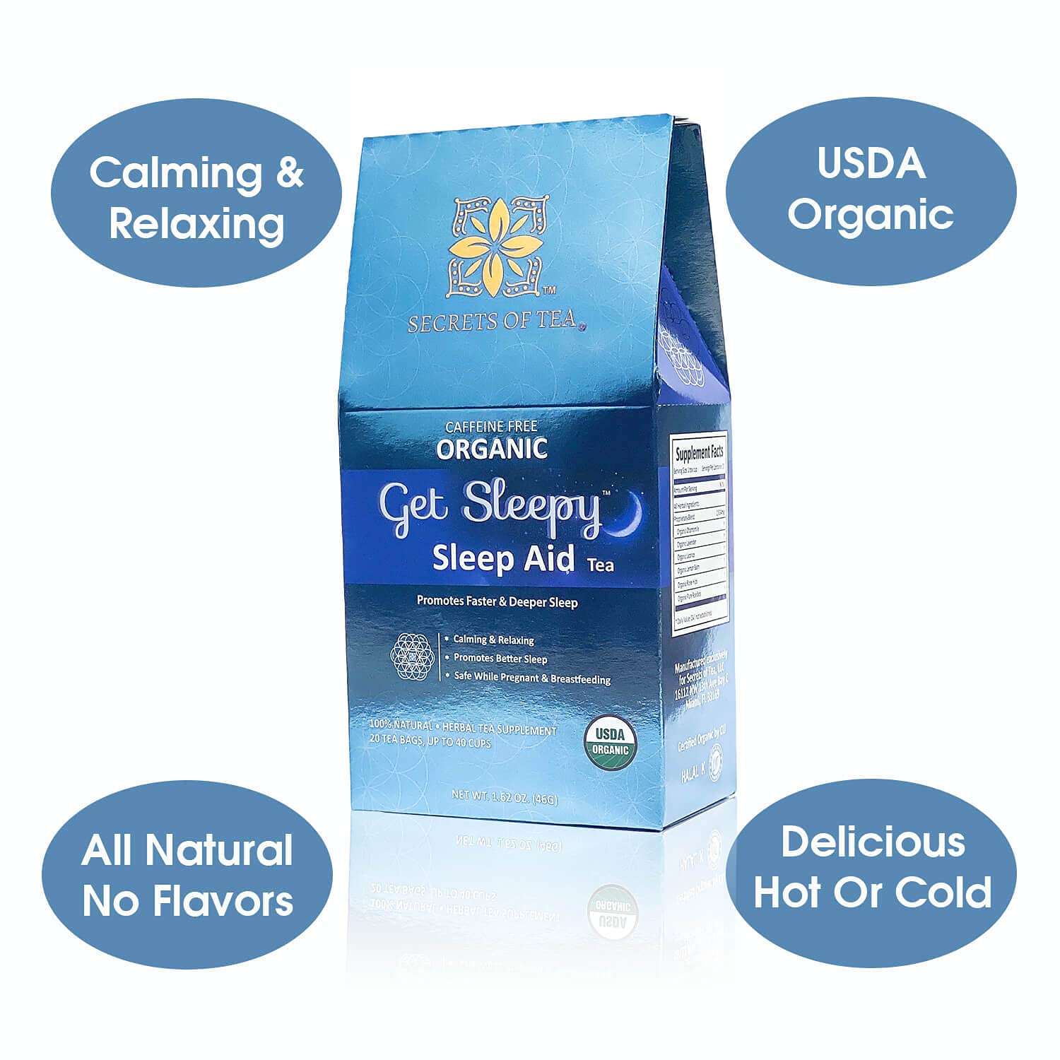 Secrets Of Tea Relaxation Tea - Natural USDA Organic Caffeine-Free Herbal Tea with Lavender, Chamomile Herbal Tea - 20 Count(1 Pack)
