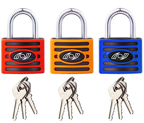 Padlock (Pack of 3) 35 mm - (Heavy Duty Security) Lock, Padlock with 3 Keys for School & Home Exterior Gates, Sheds, Lockers, Tool Box, Warehouse And More!