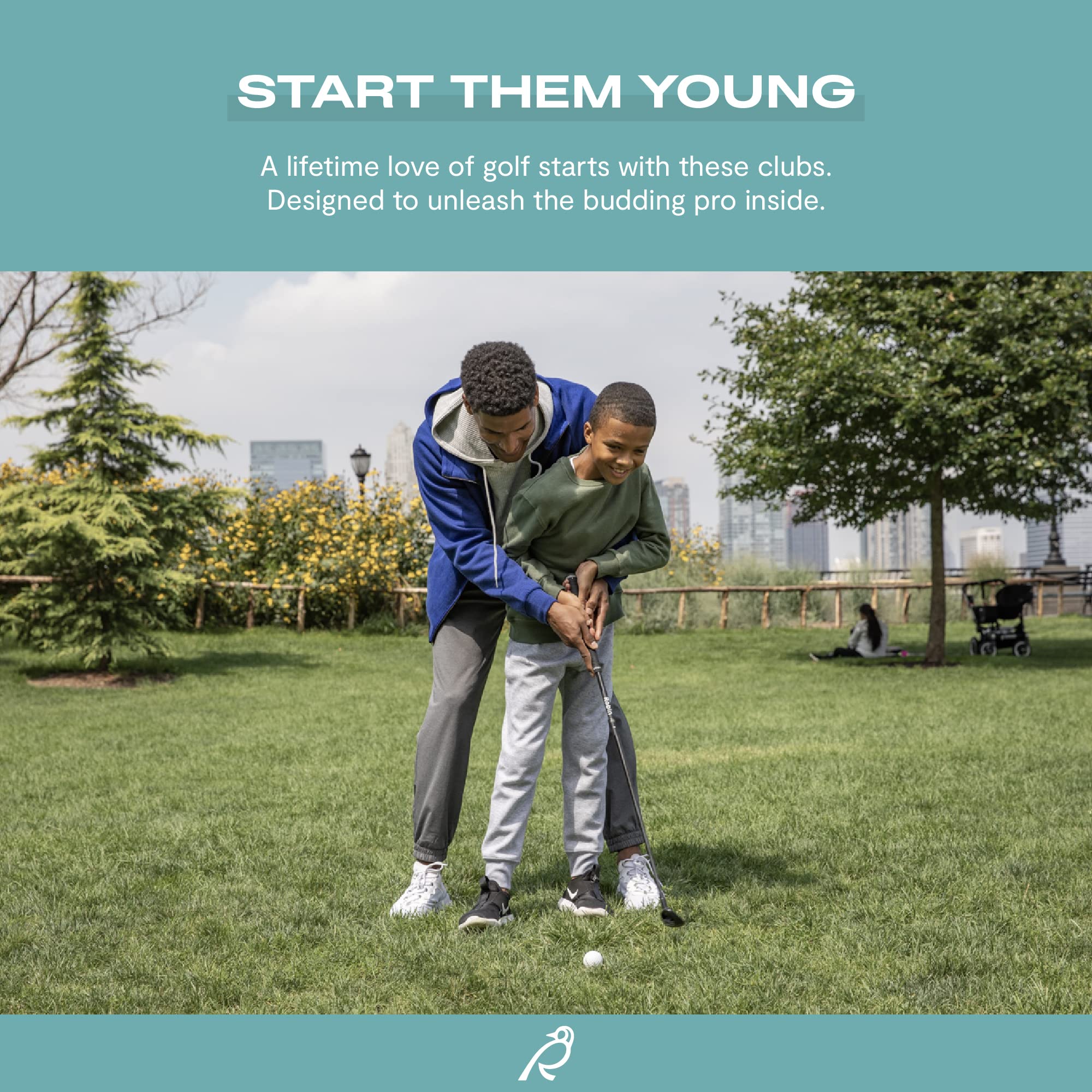 Robin Golf The Essentials 7-Club Junior Set β Complete Golf Clubs for Kids, Boys & Girls Ages 9-12, 54"- 63" (Matte Black) β Sets Include Bag & Head Covers | For Beginners & Intermediate Youth Golfers