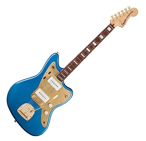 Squier 40th Anniversary Gold Edition Jazzmaster Electric Guitar, with 2-Year Warranty, Lake Placid Blue, Laurel Fingerboard
