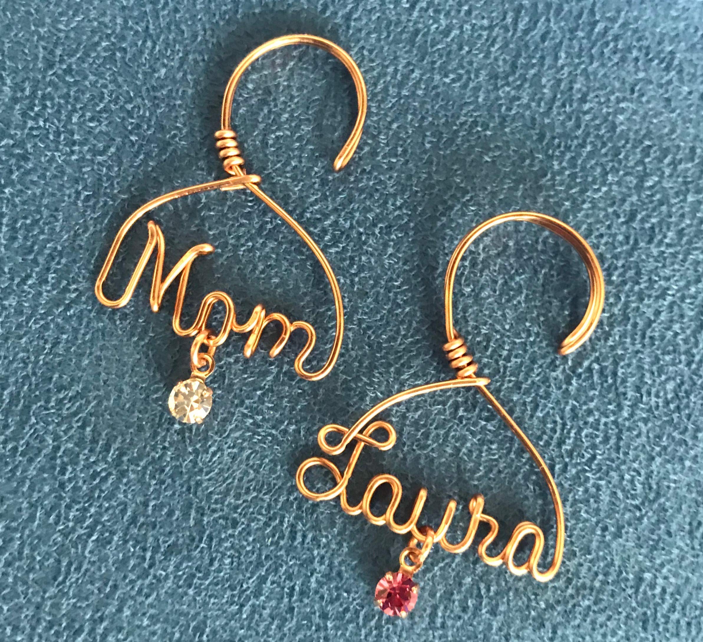Personalized Wine Charm~Wine Glass Charm~Wire Name~17 pretty colors to choose from~Swarovski Birthstones~Handmade~Unique Gift for the Wine lover in your life