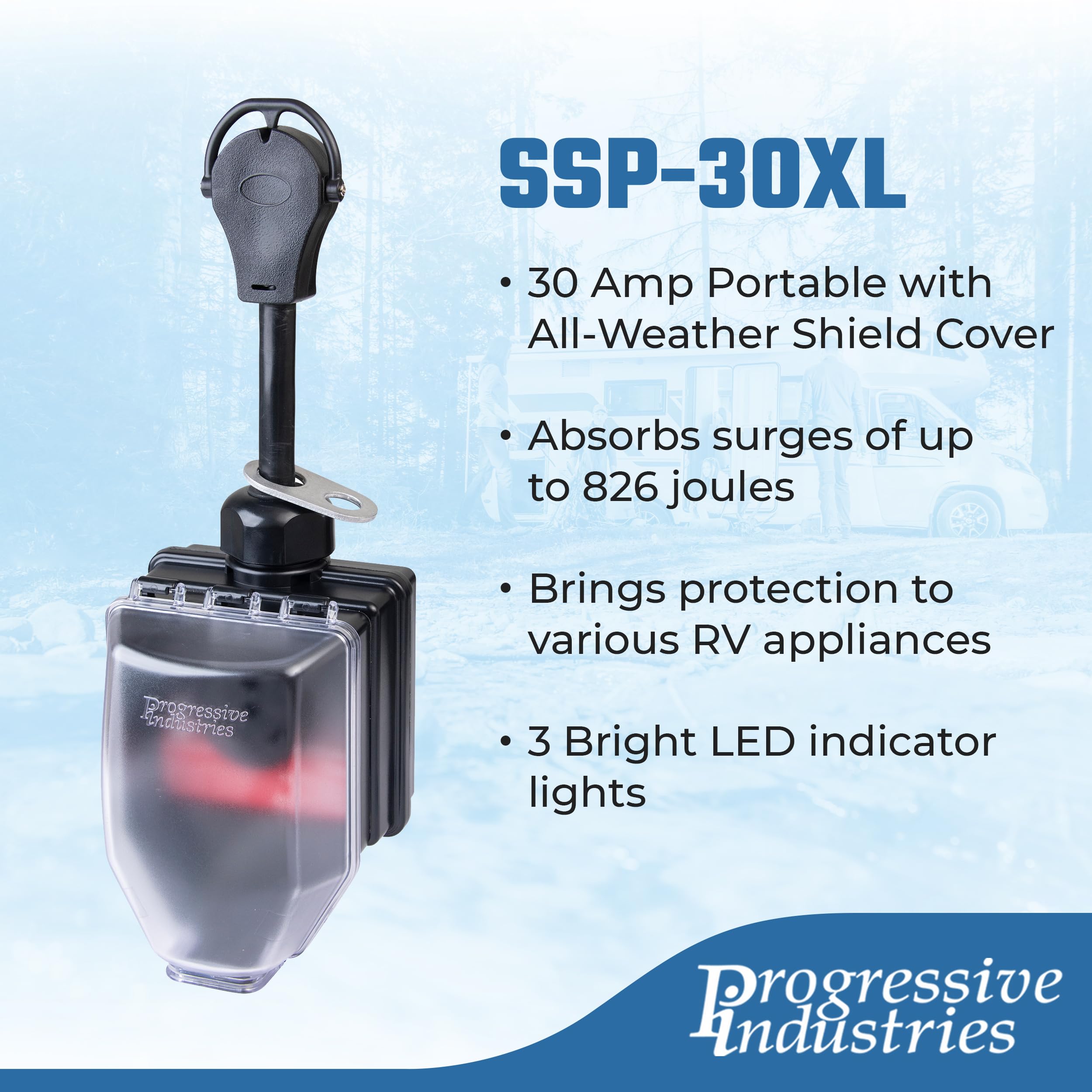 Progressive Industries SSP-30X RV Surge Protector โ 50 Amp to 30 Amp RV Adapter โ Circuit Analyzer Portable Surge Guard W/Fault Detection & Hardwired Options