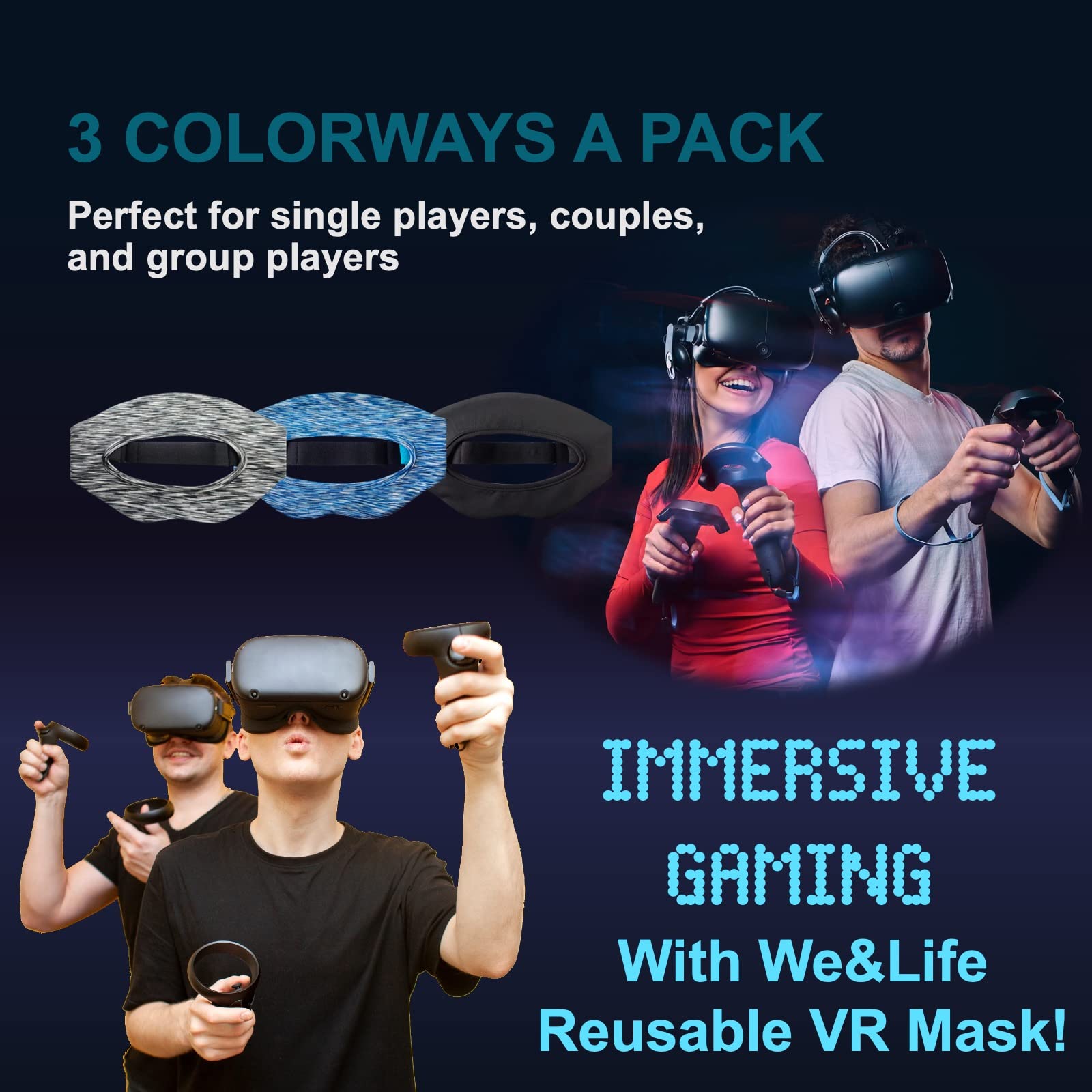 We&Life Sweat Guard, Compatible with Oculus Quest 2 and Oculus Go, VR Masks, Sweat Band, Face mask Use for Workouts Supernatural (3pcs)