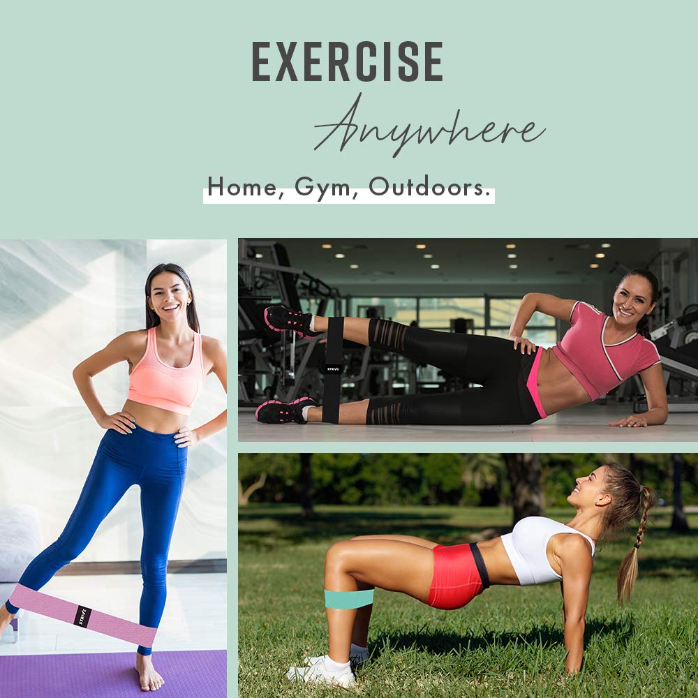 STRIVE zone Glute Bands for Working Out Women - Set of 3 Fabric Resistant Band – Yoga Bands for Legs and Butt - Hip Resistance Fabric Bands for Exercise