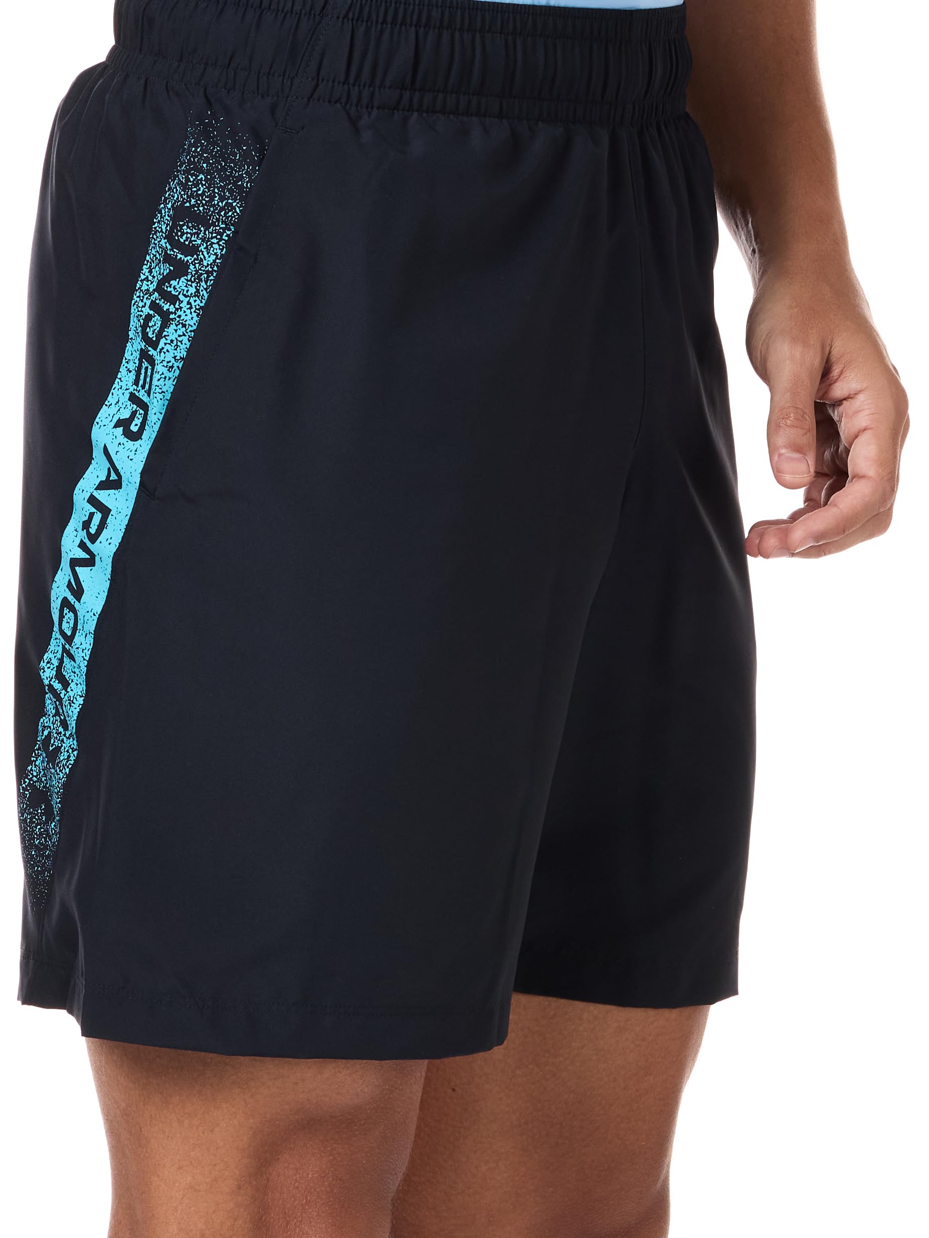 Under Armour Men's Woven Graphic Shorts, (003) Black / / Versa Blue, Large