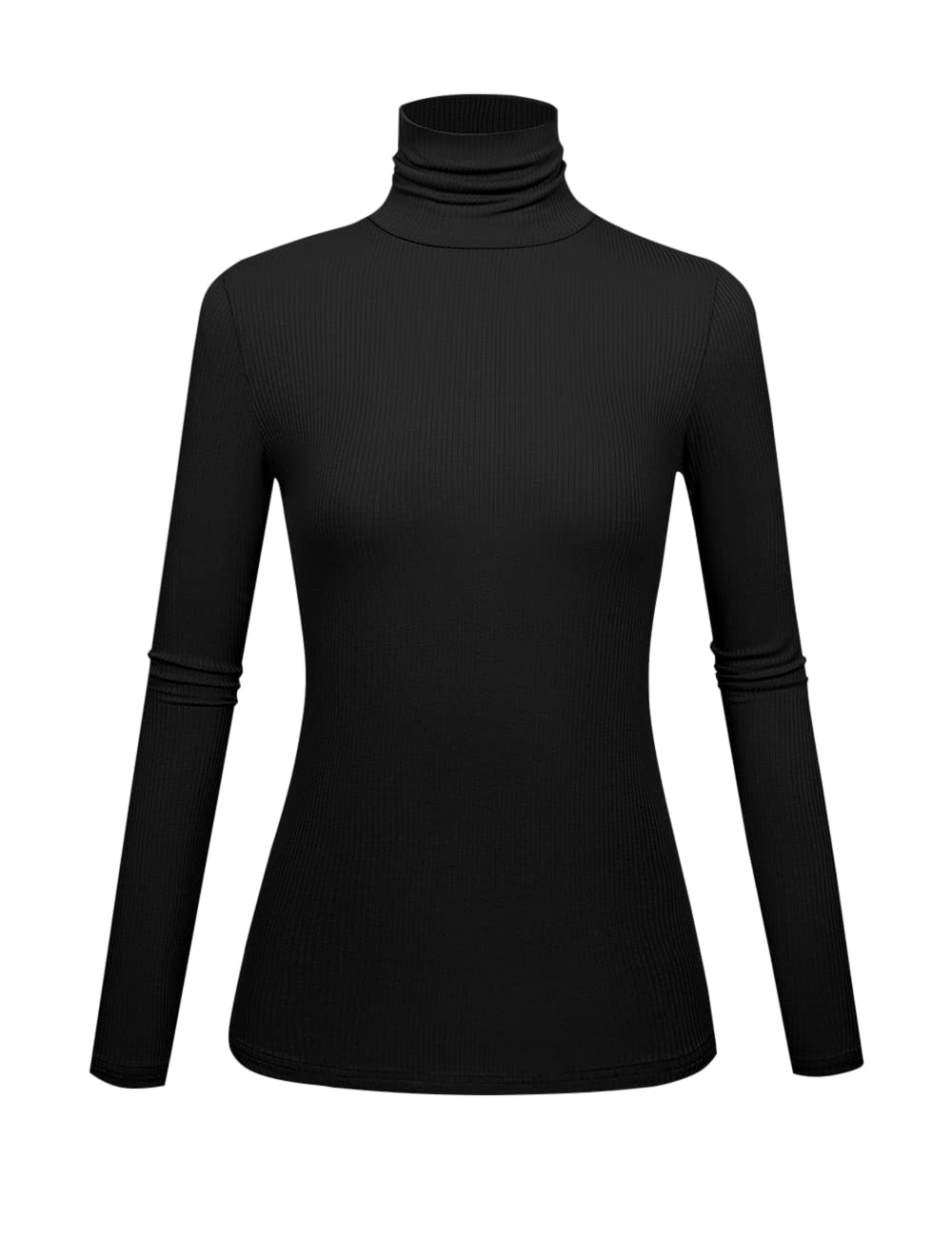 Women's Mock Turtleneck 2022 Long Sleeve Fall Tops Tight Shirts Slim Fit Basic Layering Stretch Soft Ribbed Underwear Scrub Undershirts Fall Outfits (Black, Medium)