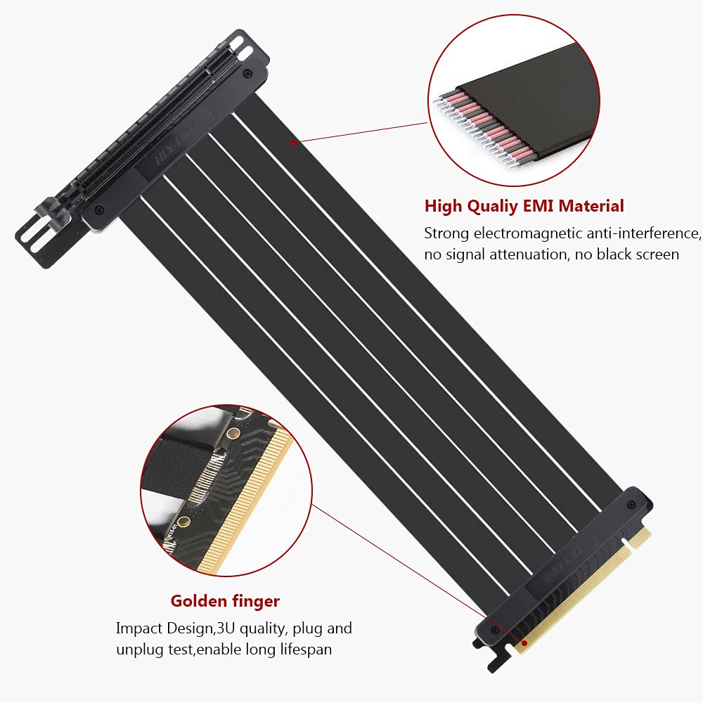 QINGSEA Q High Speed PCI Express Riser Card PCI-E 3.0 x 16 Riser Card Extender Ribbon Flexible Extension Cable 90 Degree for Computer Graphic Cards (30CM)