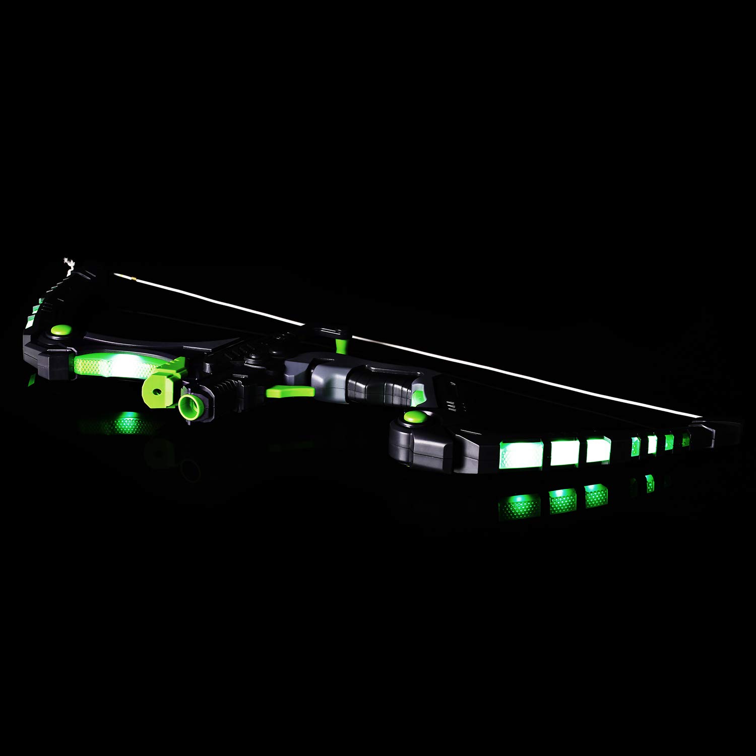 SainSmart Jr. Kids Bow and Arrows, Light Up Archery Set for Kids Outdoor Hunting Game with 5 Durable Suction Cup Arrows, Luminous Bow and Sighting Device, Green
