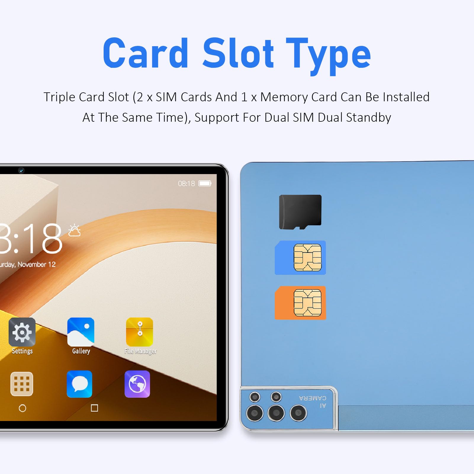 SHYEKYO Office Tablet, 4GB 64GB Memory 5G WiFi 10.1in FHD Octa Core CPU 3 Card Slots Gaming Tablet for Travel (#1)