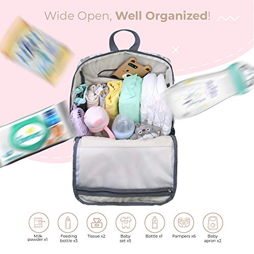 Rojohri Large Waterproof Diaper Bag,Unisex Baby Bag with Compartment Organizers,Insulated Pockets and USB port