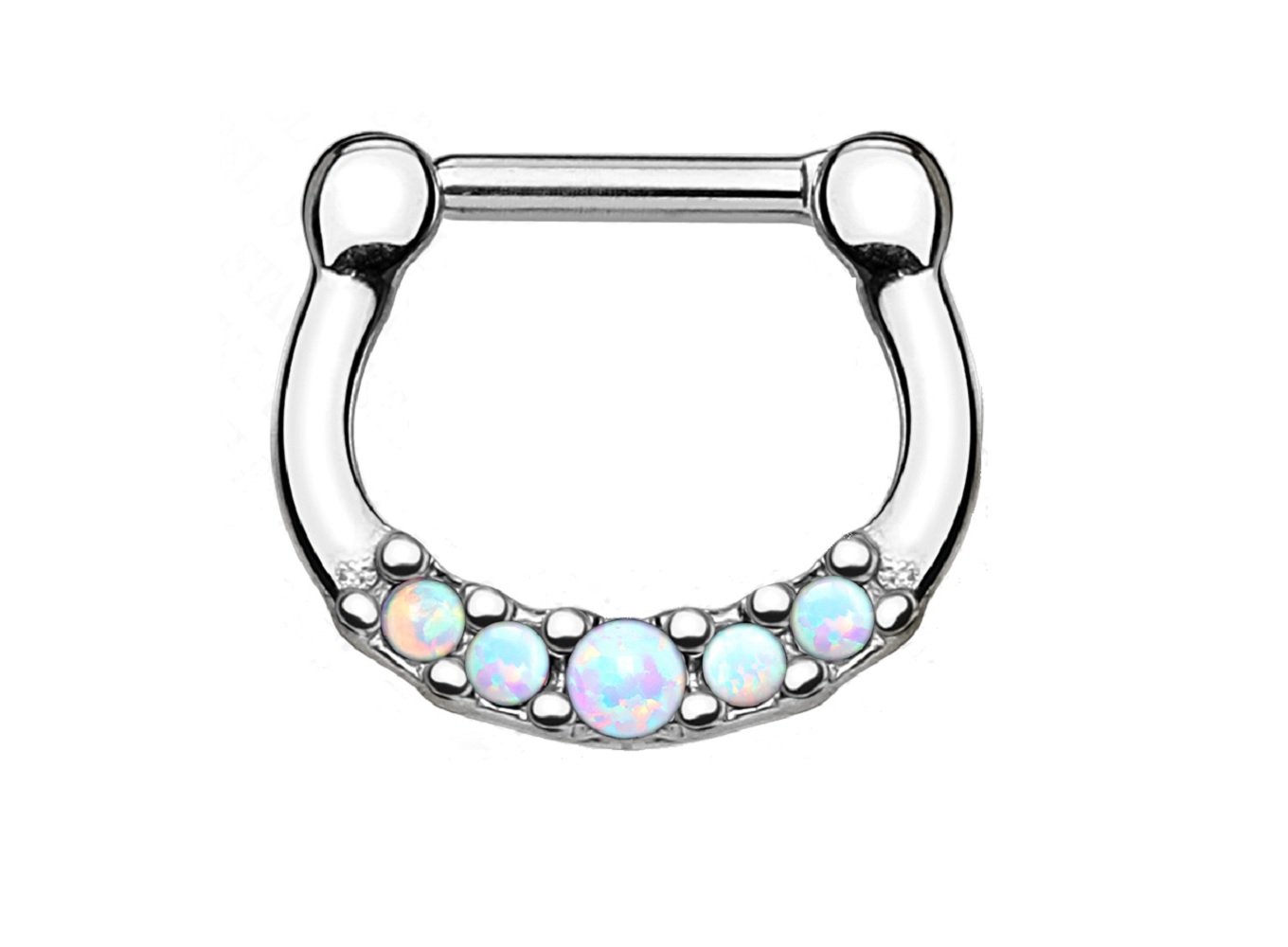 Pierced Owl Five Opal Set Surgical Steel Septum Clicker (White)