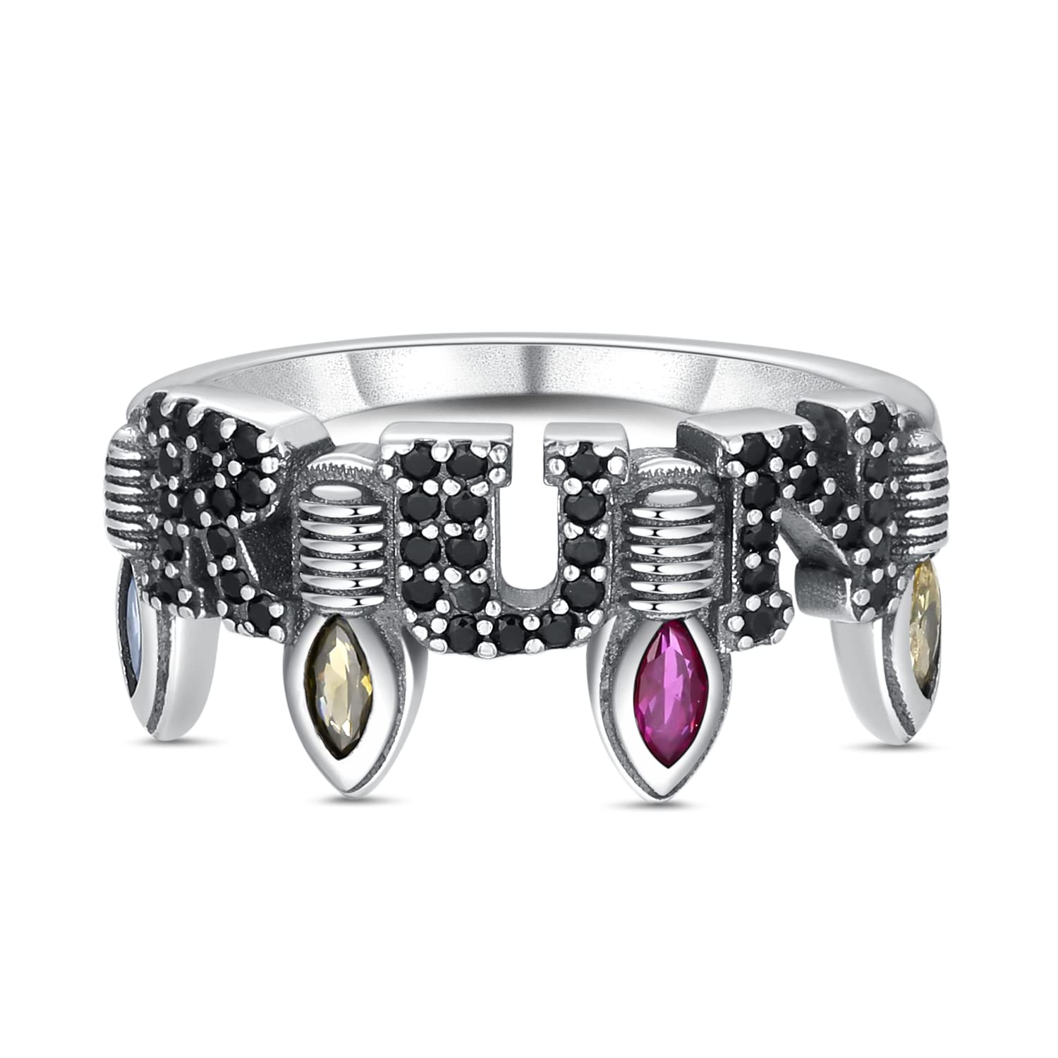 Stranger Themed Things RUN Statement Ring In Sterling Silver 5A Cubic Zirconia Gemstones With Gift Box For Women (7)