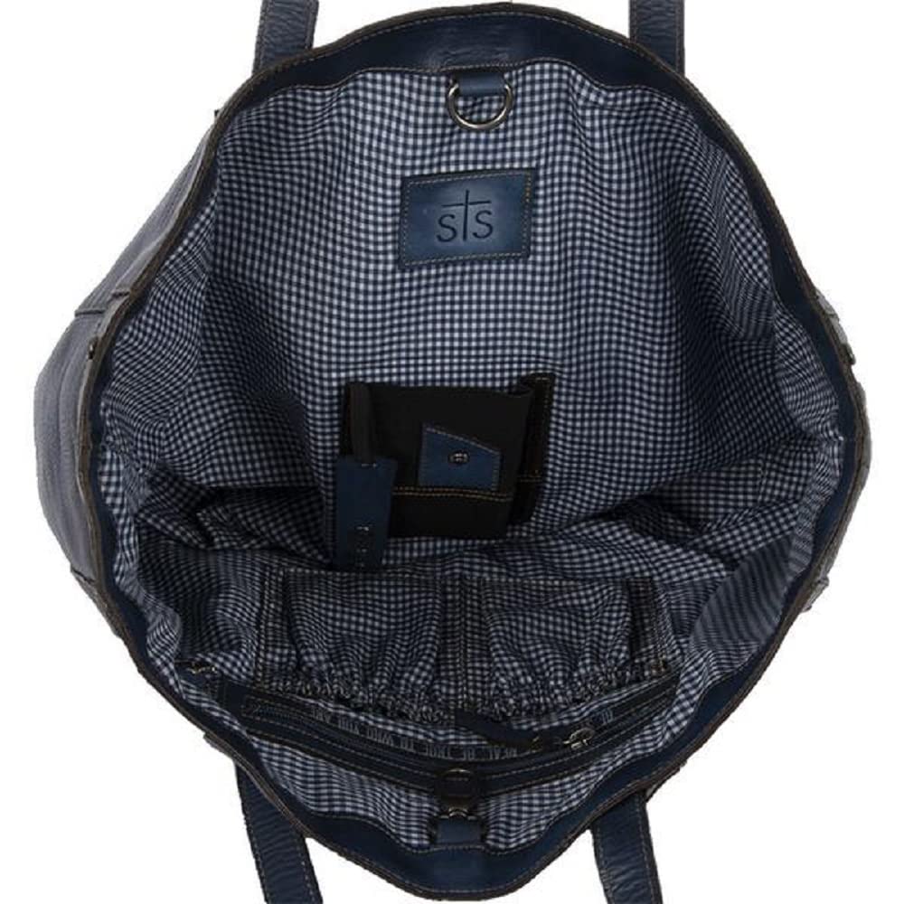 STS Ranchwear Denim Leather Large Tote Blue One Size