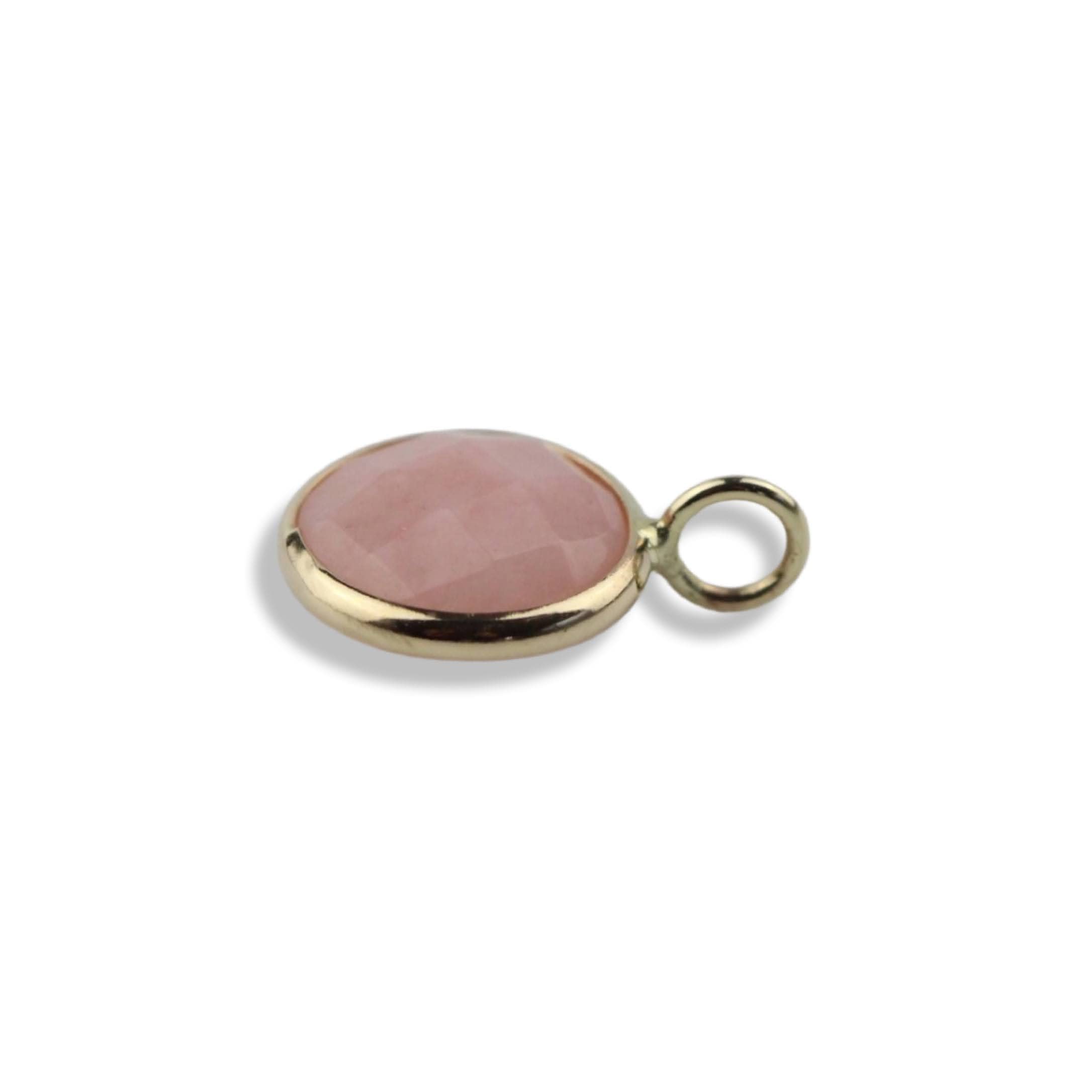 Pink Opal Checkerboard Charm 8mm Round Handmade In 14k Yellow Gold 1.60 Carats