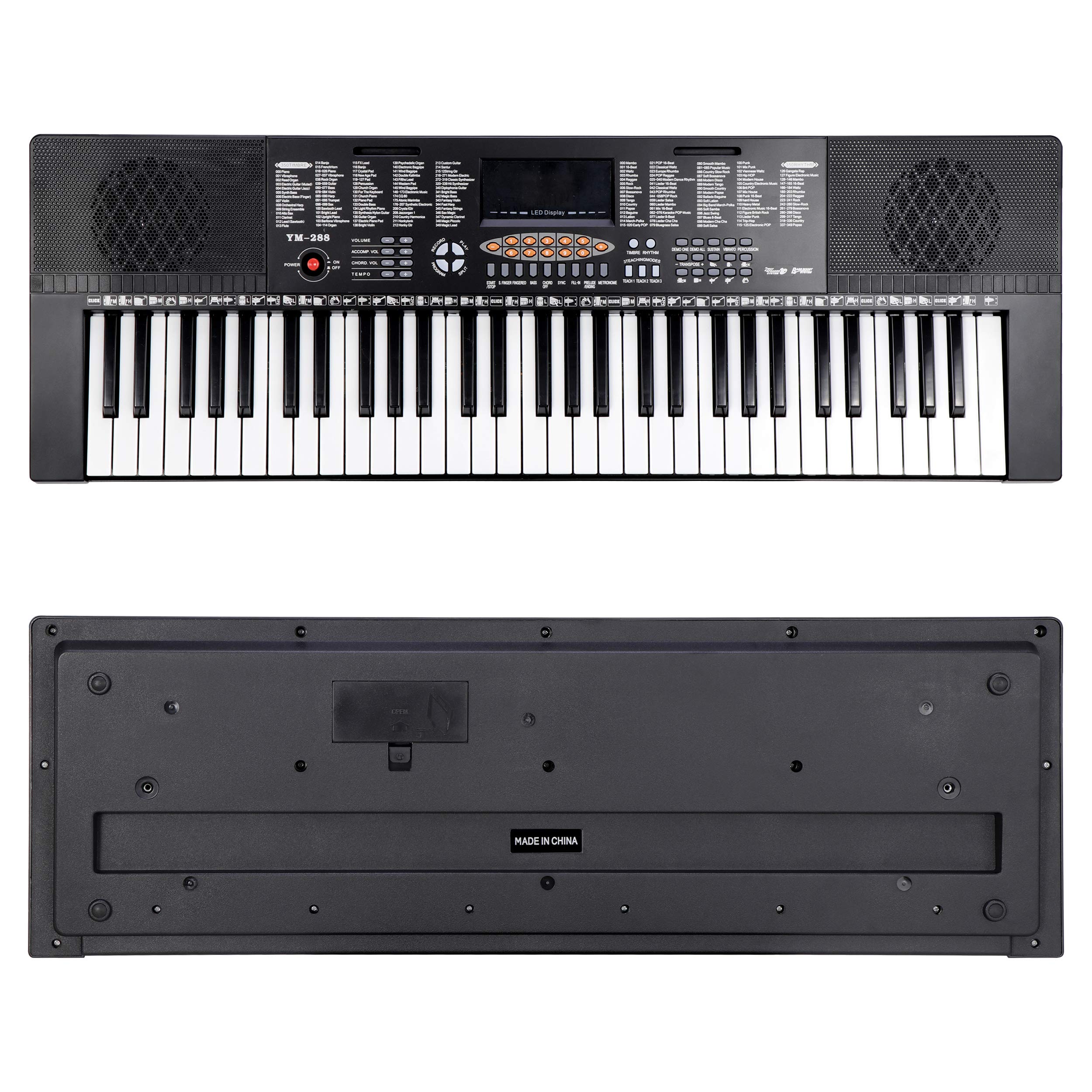 Smartxchoices 61-Key Electronic Keyboard Piano Stand Portable LED Display Keyboard Kit with Adjustable Stand, Adjustable Stool, Headphones, Microphone & Music Stand