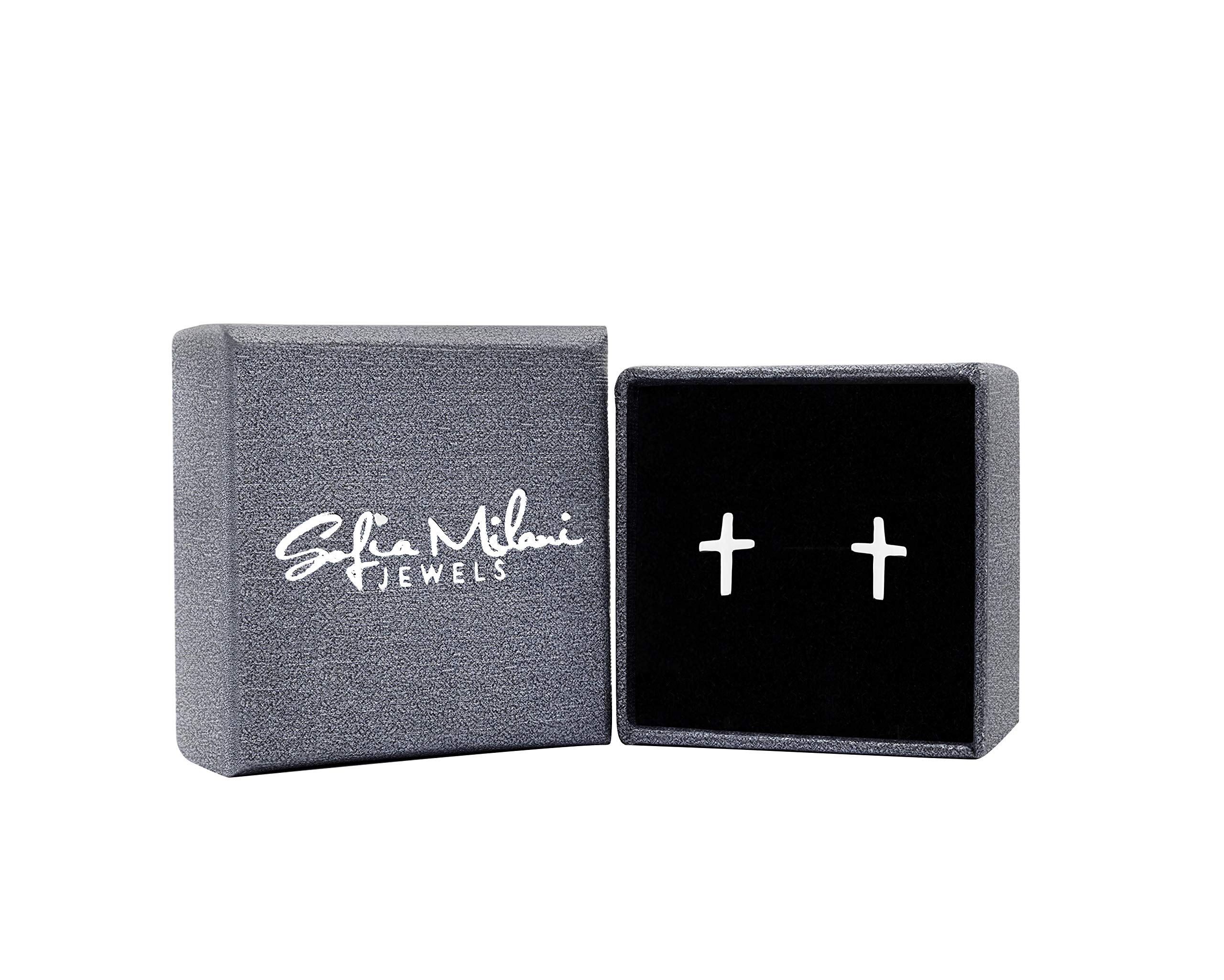 SOFIA MILANI - Solid 925 Sterling Silver Earrings for Women - Cross Stud Earring - 20902