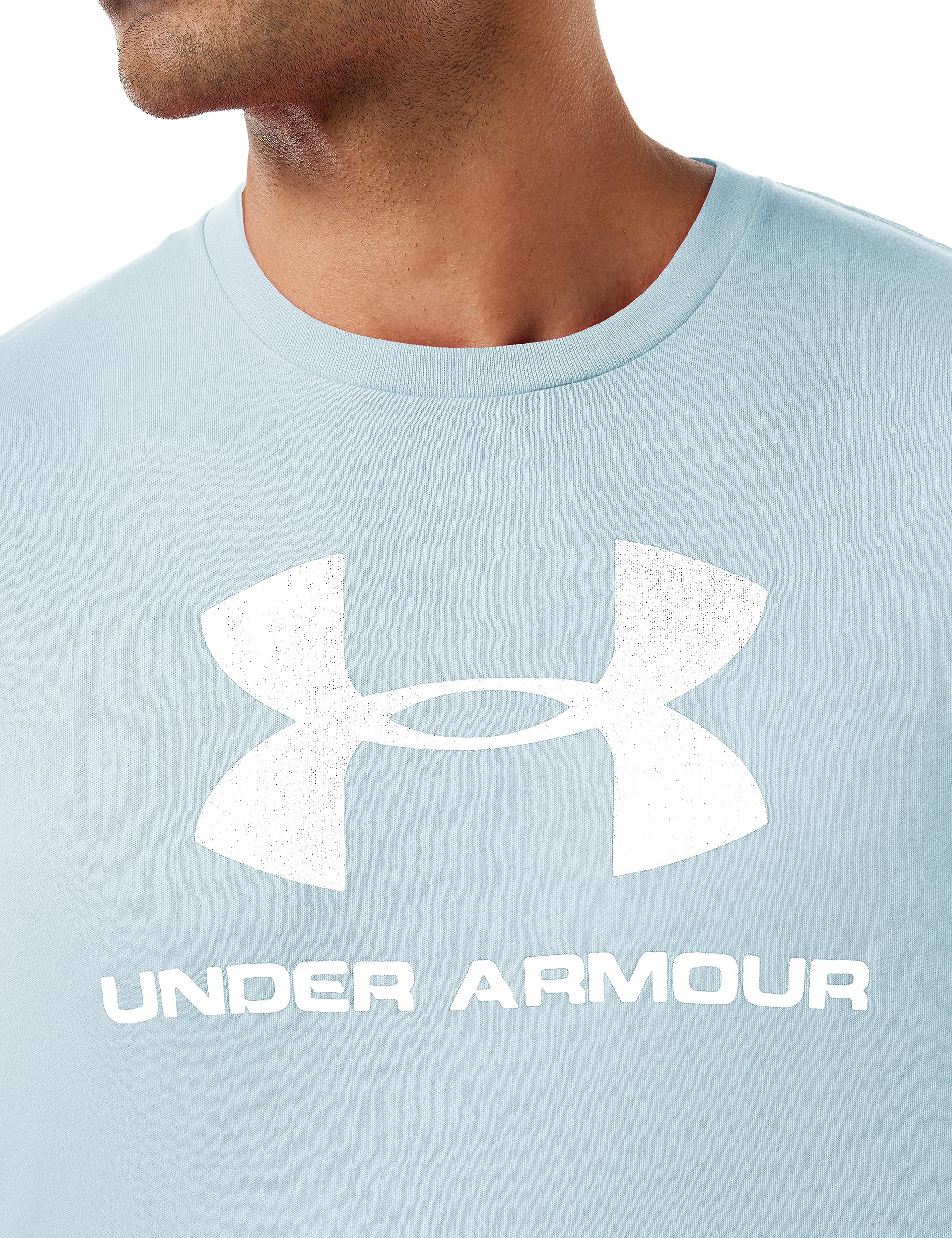 Under Armour Men's Sportstyle Logo Short Sleeve T-Shirt, (465) Harbor Blue / / White, X-Large