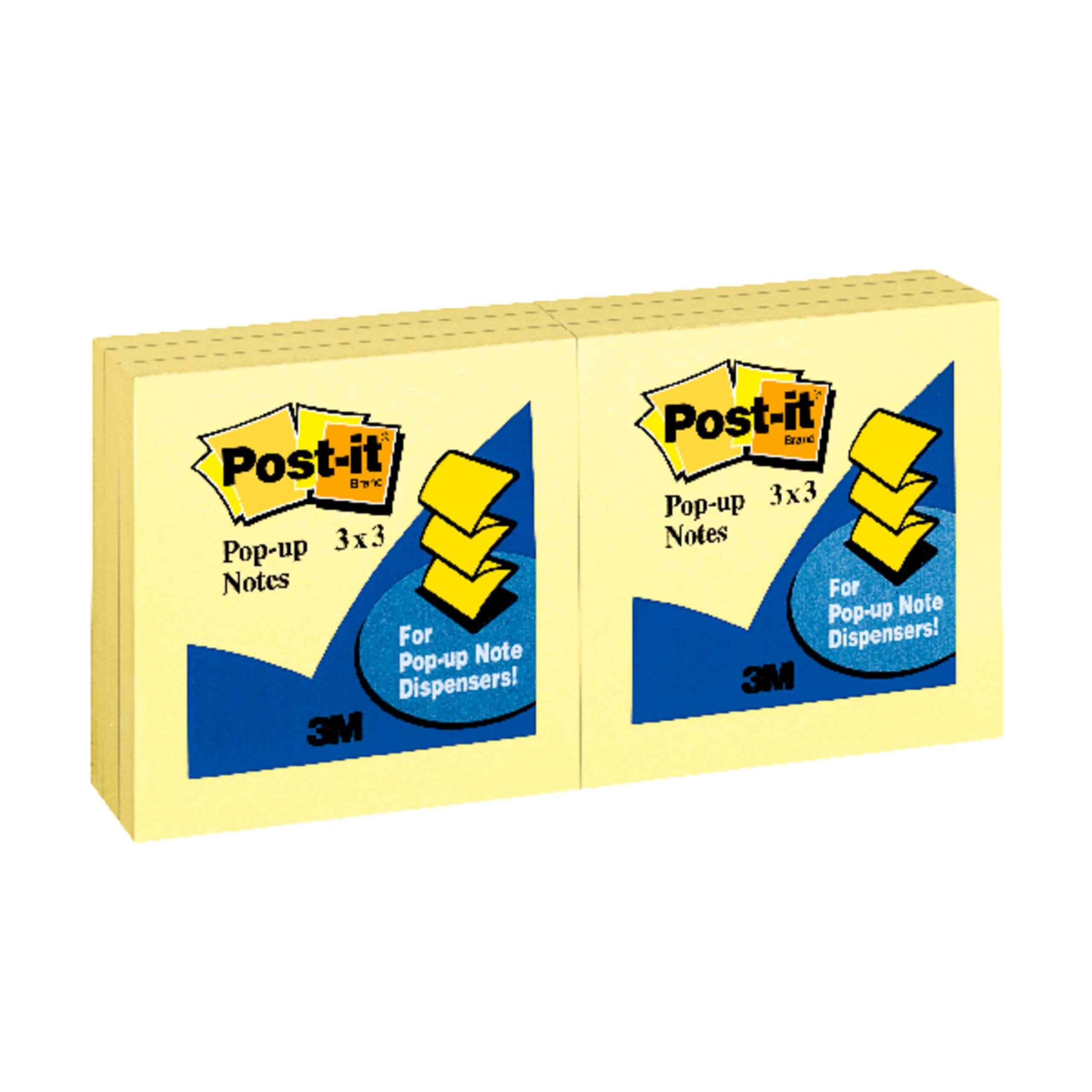 Post-it Pop-up Notes 3x3 in, 6 Pads, America's’s #1 Favorite Sticky Notes, Canary Yellow, Clean Removal, Recyclable (R330-YW6PK)