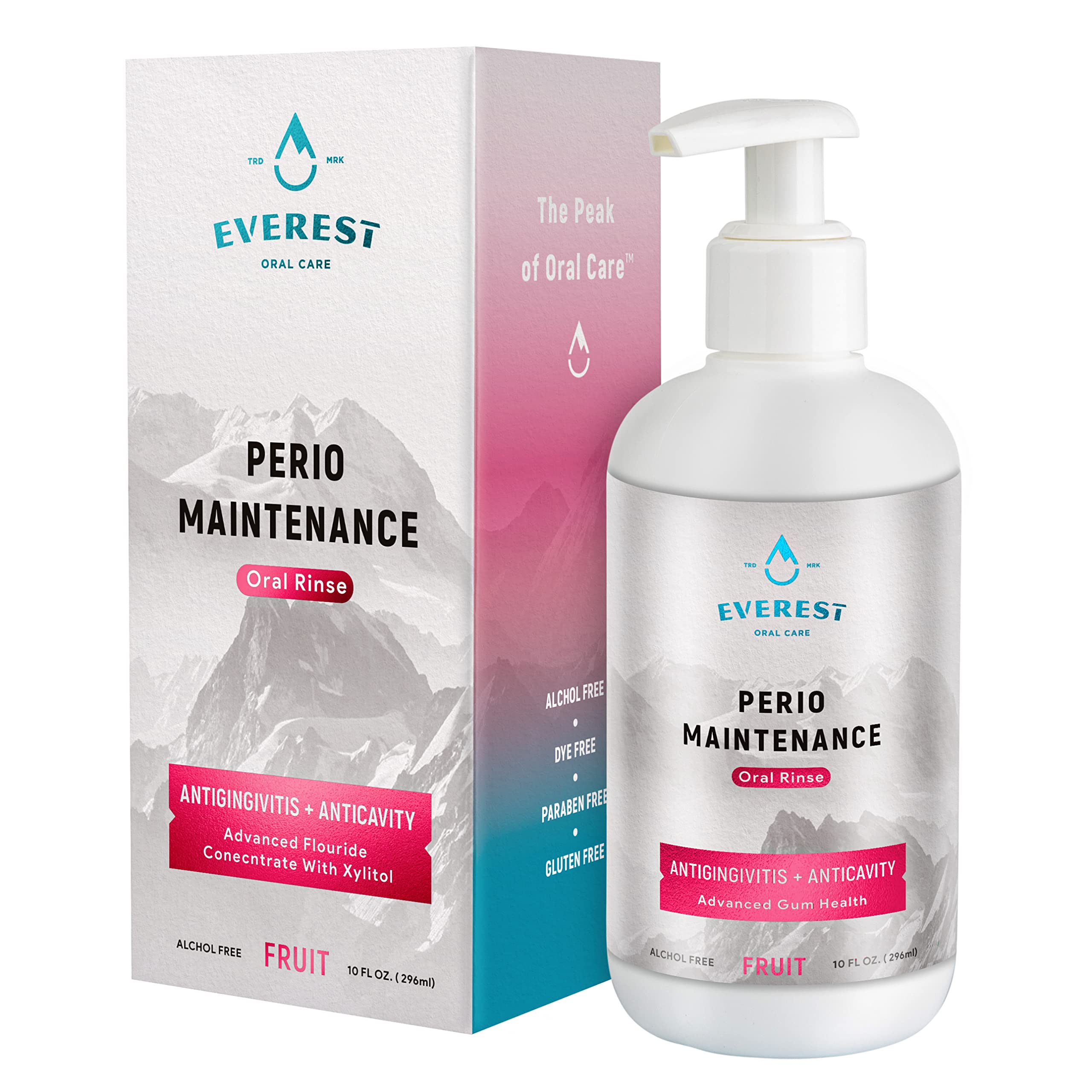 Perio Maintenance Alcohol Free Mouthwash – Concentrated Mouthwash for Bad Breath, Plaque, Sensitive Teeth, and Gingivitis or Gum Disease - Fluoride Rinse by Everest Oral Care (Fruit Punch, 10 Fl oz)