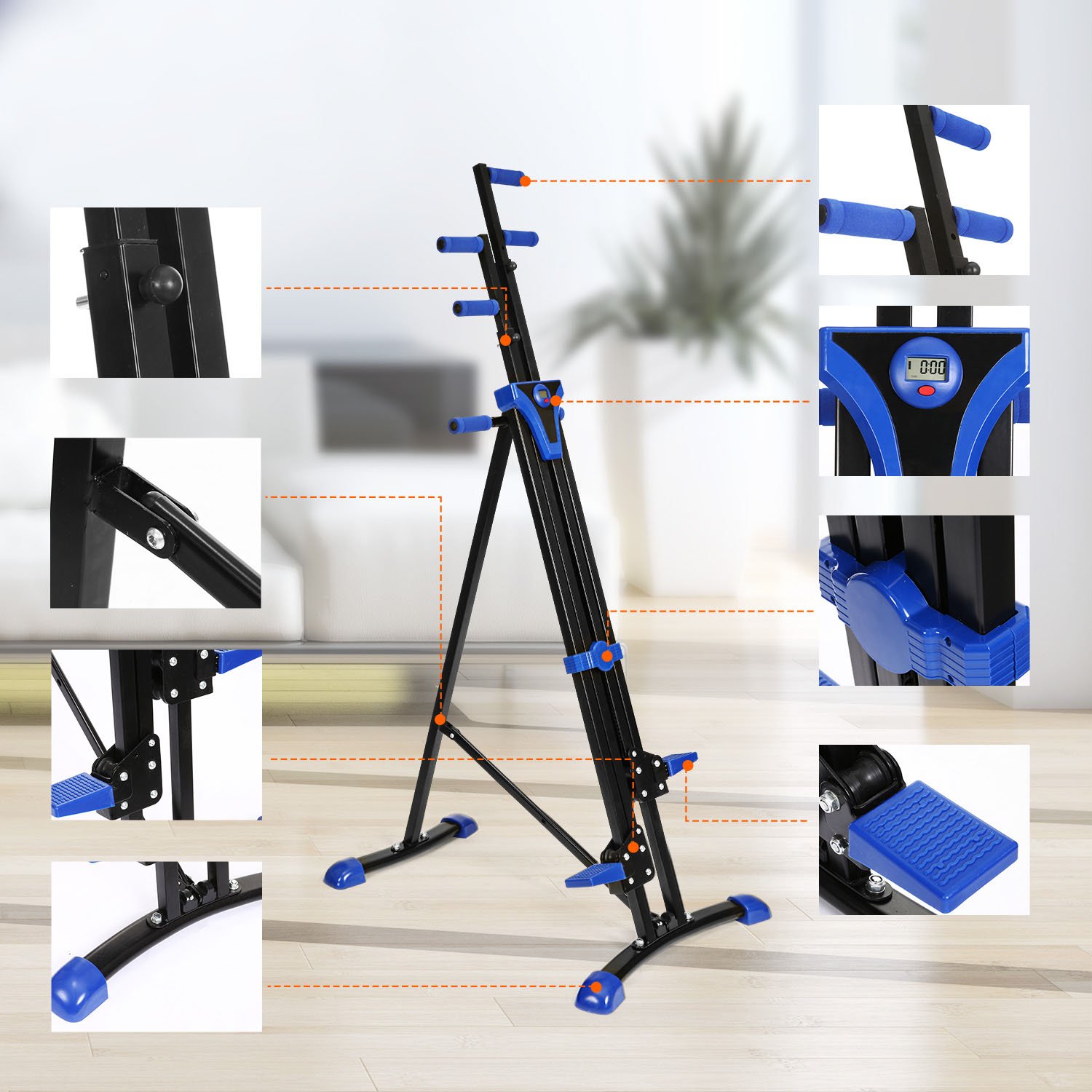 Stair Climber Machine Folding Climbing Exercise Machine Vertical Climbing Exercise Machine for Home Gym Fitness (Blue)