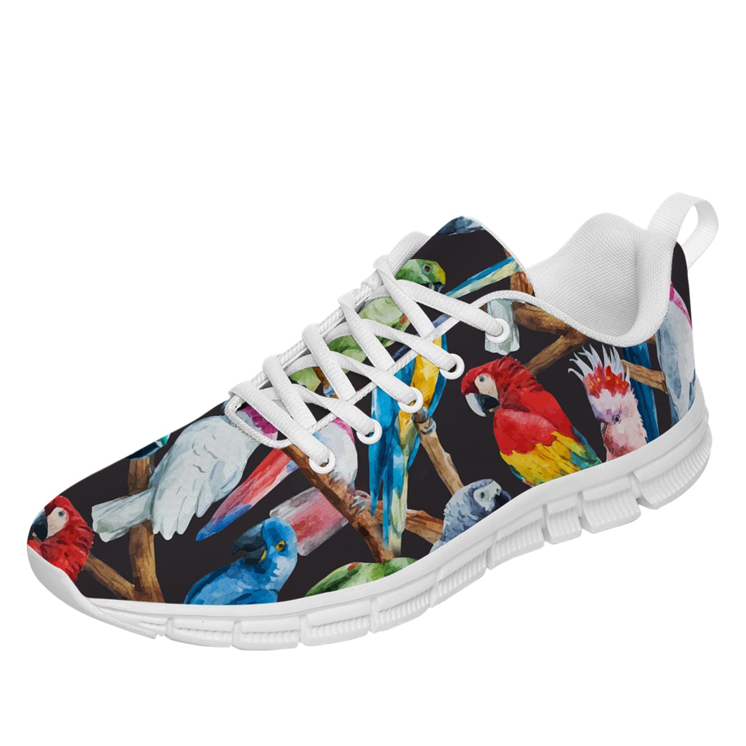 Watercolor Tropical Bird Parrot Sneakers for Women Men Breathable Lightweight Tennis Running Shoes Gifts for Dad Mom,Size 6