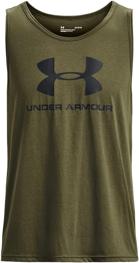 Under Armour Men's Sportstyle Logo Tank, (390) Marine OD Green/Black/Black, X-Large