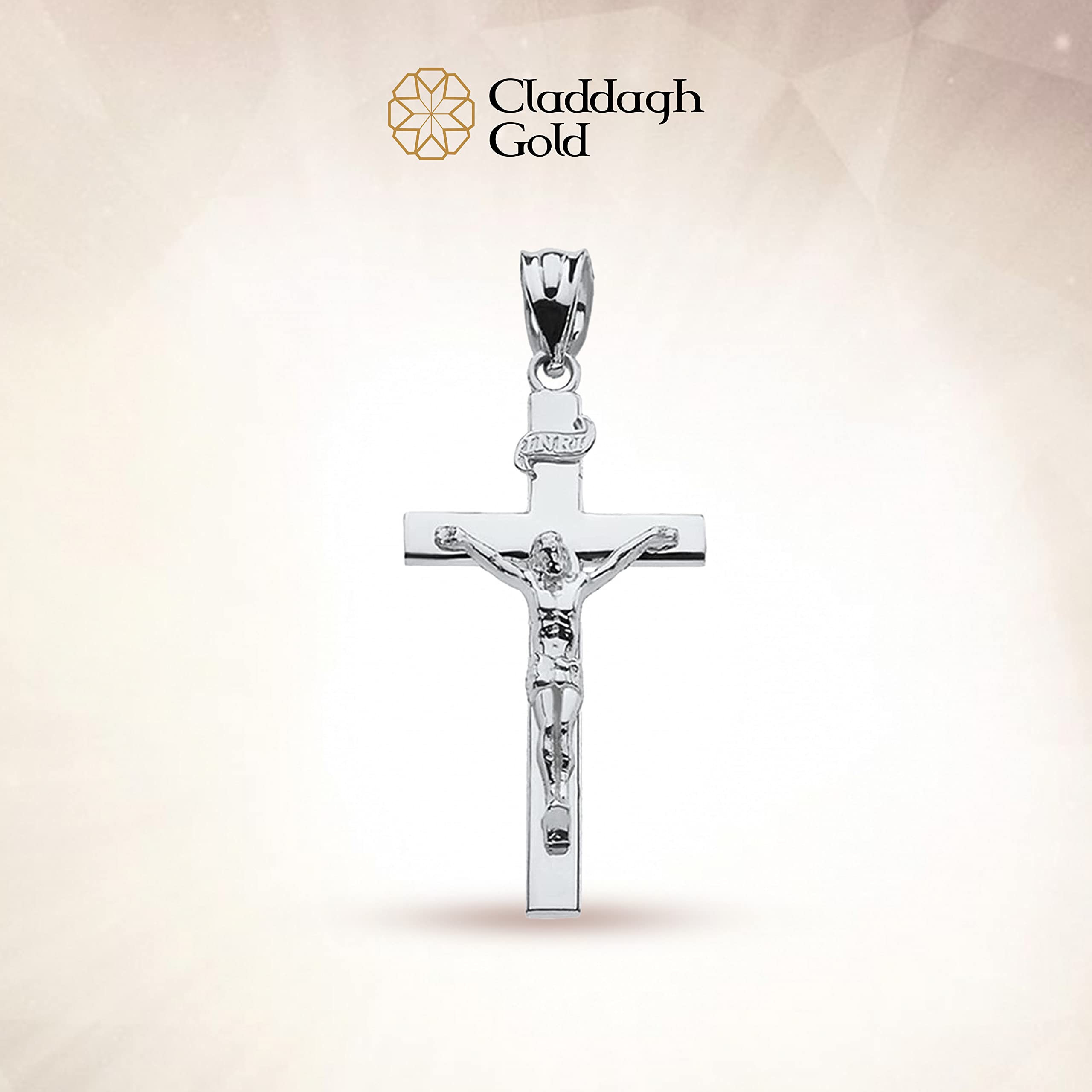 Religious Jewelry .925 Sterling Silver 1-1/4โ INRI Crucifix Cross Pendant Charm