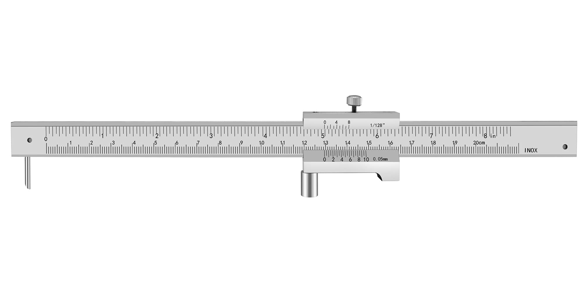 ZLKSKER Parallel Crossed Caliper 0-20cm (0-8 inch) with 2 Carbide Scriber/Needle, Stainless Steel Vernier Calipers, Marking Gauge, Marking Tool
