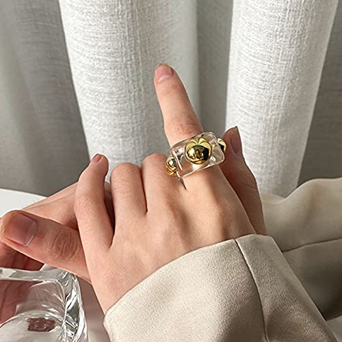 Wedding Promise Ring , Finger Ring Geometric Trendy Women All Match Metal Ball Ring for Party - White