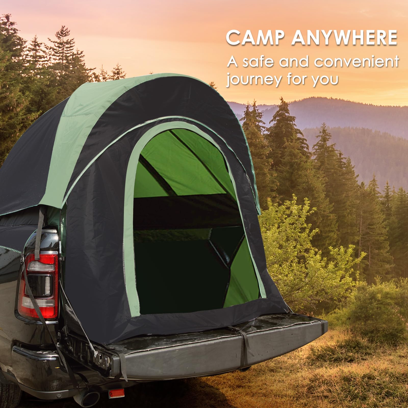 SHANTRA Pickup Truck Bed Tent - Double Layer 5.3'-6.6' Tent with Detachable Rain Cover, Carry Bag, and PU2000 Waterproof & Windproof Protection, Perfect for Camping