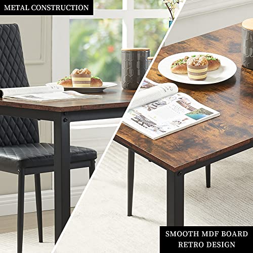 Otnqu 5Pcs Dining Table Set,Kitchen Table with 4 Chairs,MDF Tabletop and PU Leather Chair,Modern Dinner Table for Kitchen,Dining Room,Dinette,Office Meeting Table(Table & Chair Sets