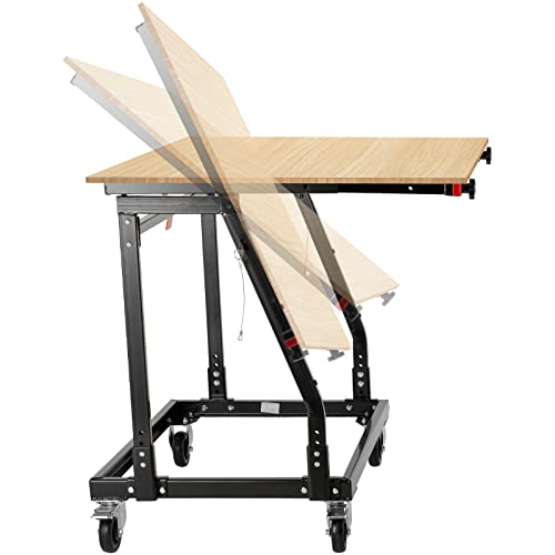 VEVOR Material Mate Panel Cart and Shop Stand, 4 x 4ā Smooth Rolling Casters, Adjustable Width 22''-30-1/4'', Rigid Iron Frame Construction Plywood Cart, Mobile Workbench for Tools and Accessories