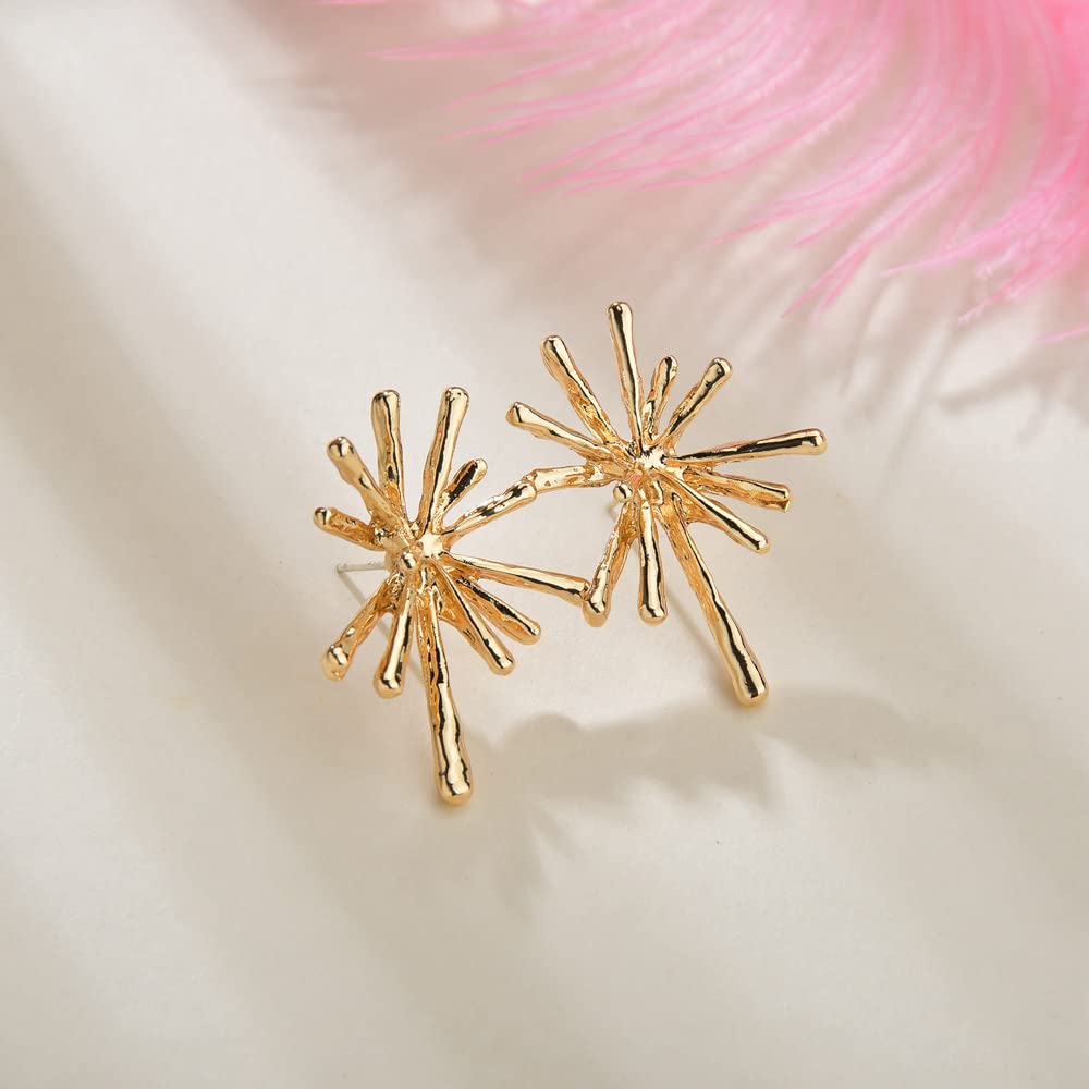 Zovie Sun Stars Drop Earrings Studs Simple Delicate Handmade with 18k Plated