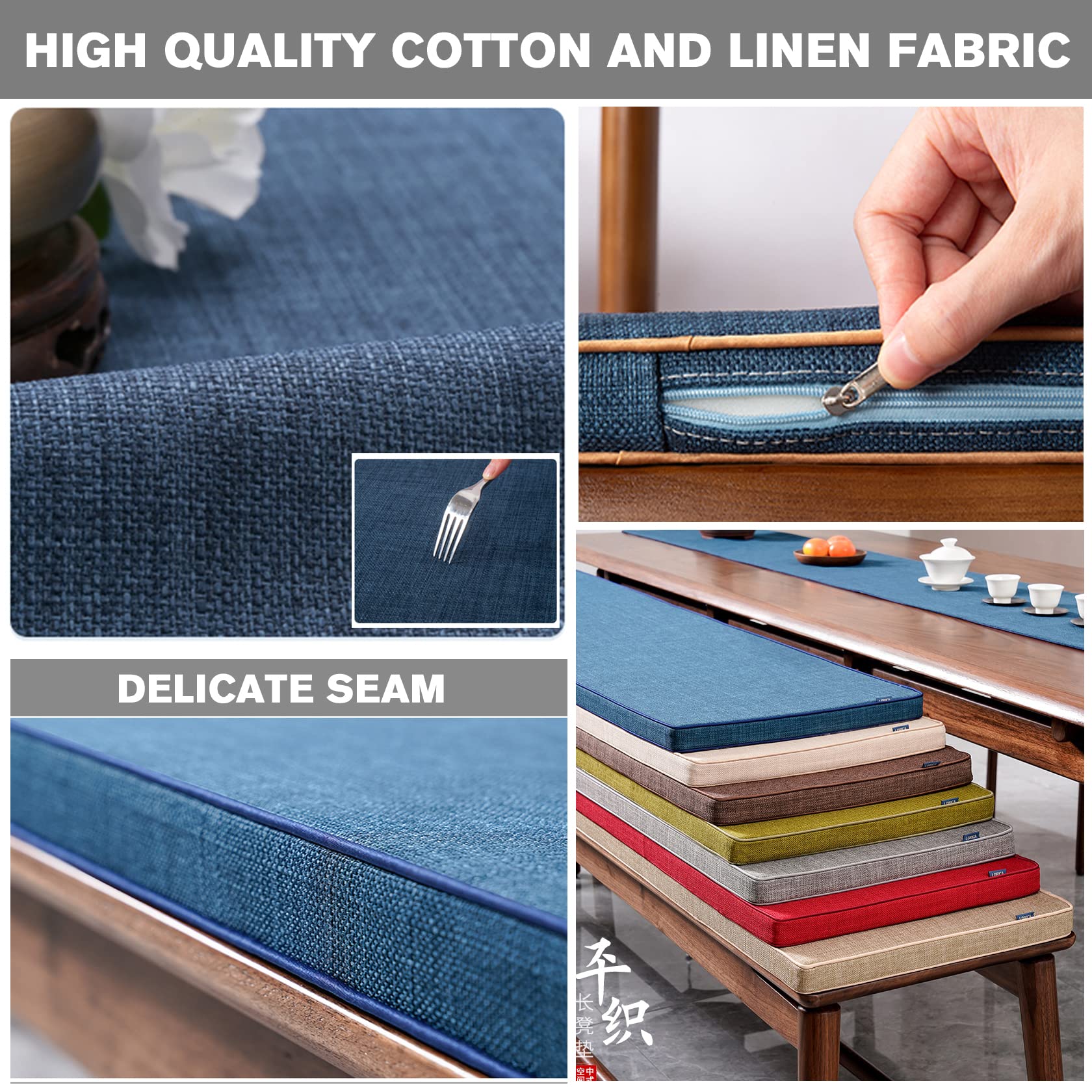 SXROMDA Customize Bench Cushion, Furniture Cushion, High Density Memory Foam, Linen Washable, Non-Slip Bench Pad for Shoe Bench Rack, Window, Piano, Dining (Custom Size, Dark Coffee)