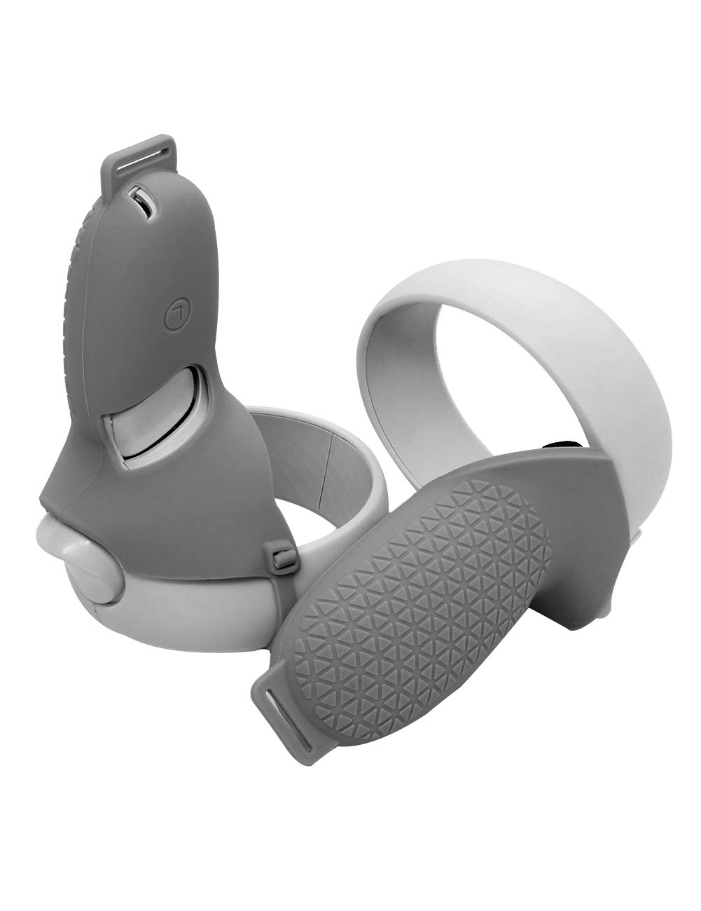 TATACO Touch Controller Grip Cover with Adjustable Knuckle Straps, VR Lens Protect Cover, Wrist Straps for Quest 2, Anti-Throw Handle Silicone Protective Sleeve Gray