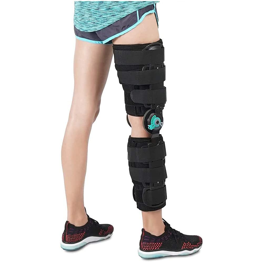 Soles Universal Hinged Knee Brace Telescopic ROM Knee Orthosis, Adjustable Leg Stabilizer, Post Operative Injury Support for ACL, PCL, MCL or LCL, Black